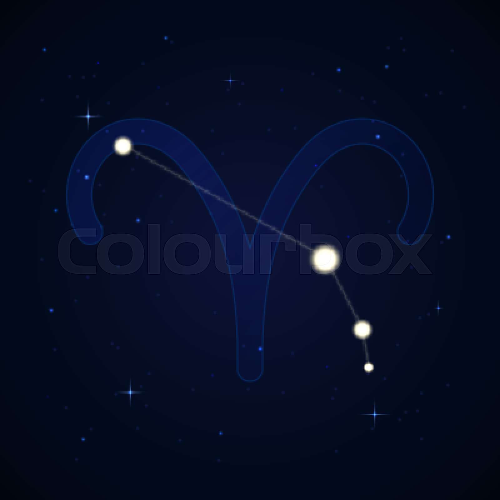 Aries, the ram. Constellation and zodiac sign on the starry night sky ...