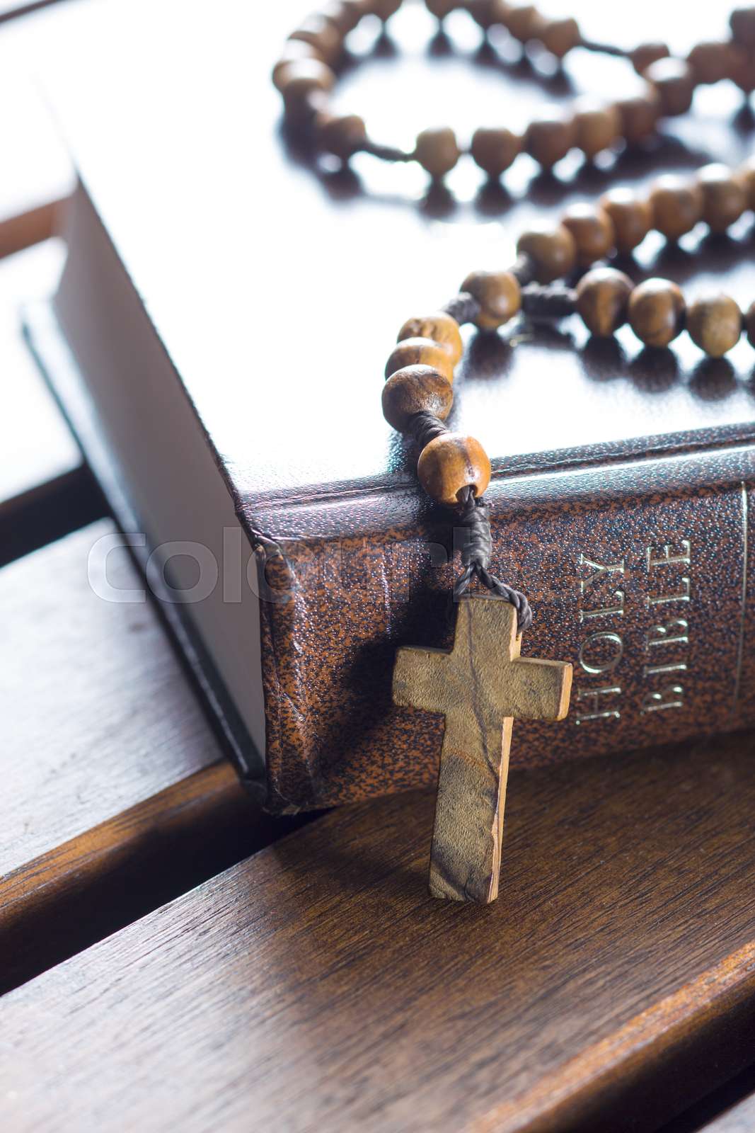 Rosary beads and holy bible. | Stock image | Colourbox