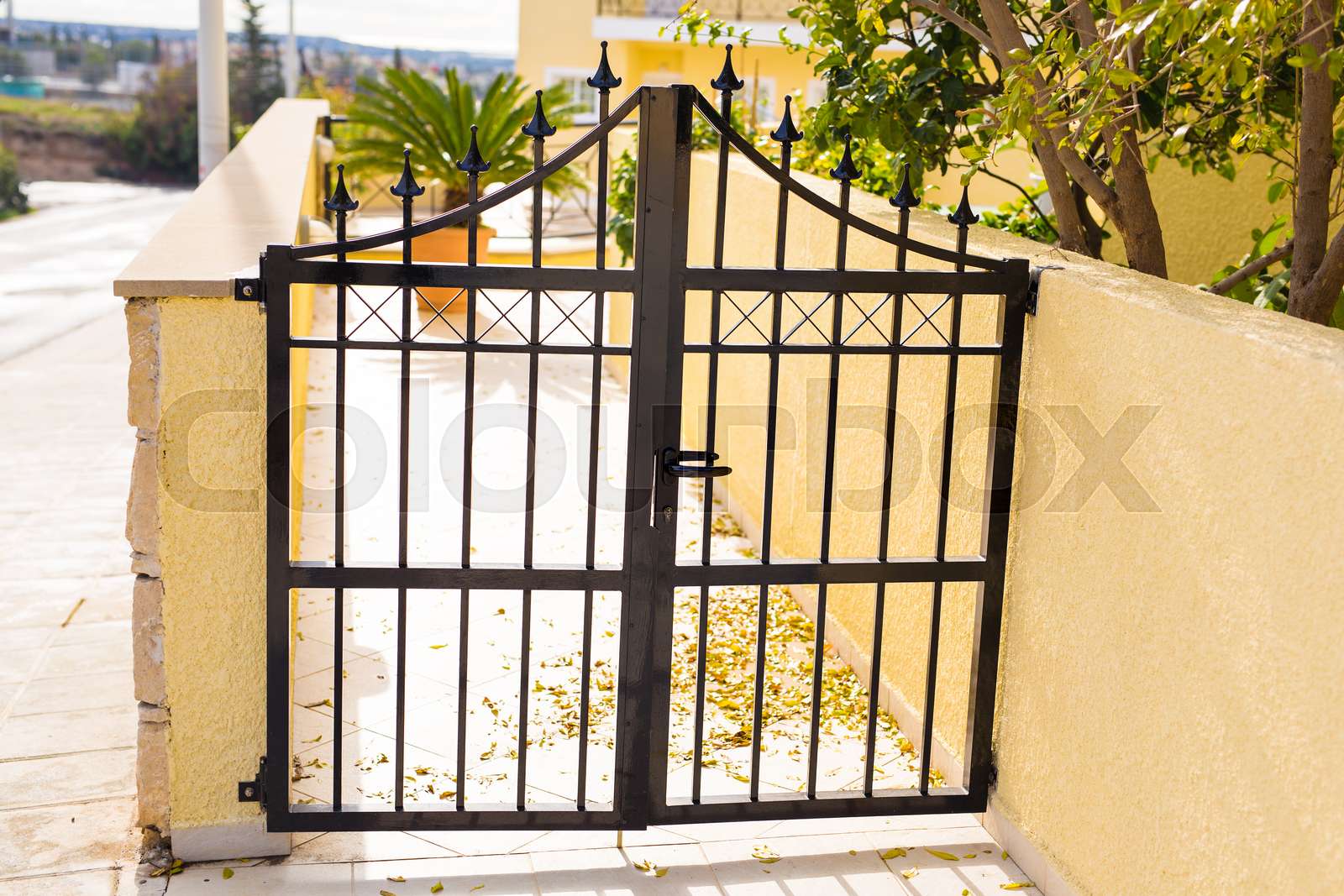 A gate of a modern village courtyard. Real estate related. | Stock ...