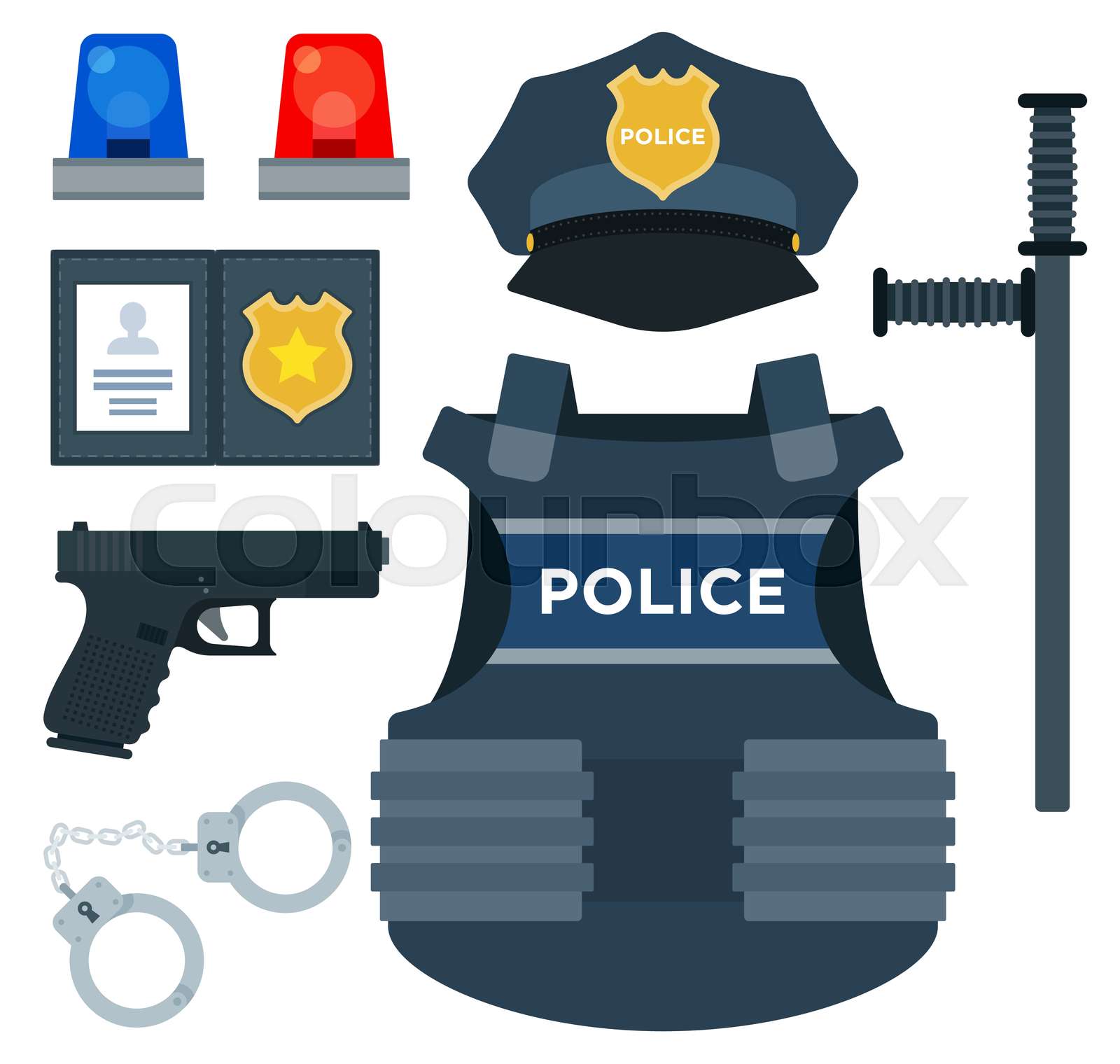 A set of special police uniforms and protective equipment vector ...