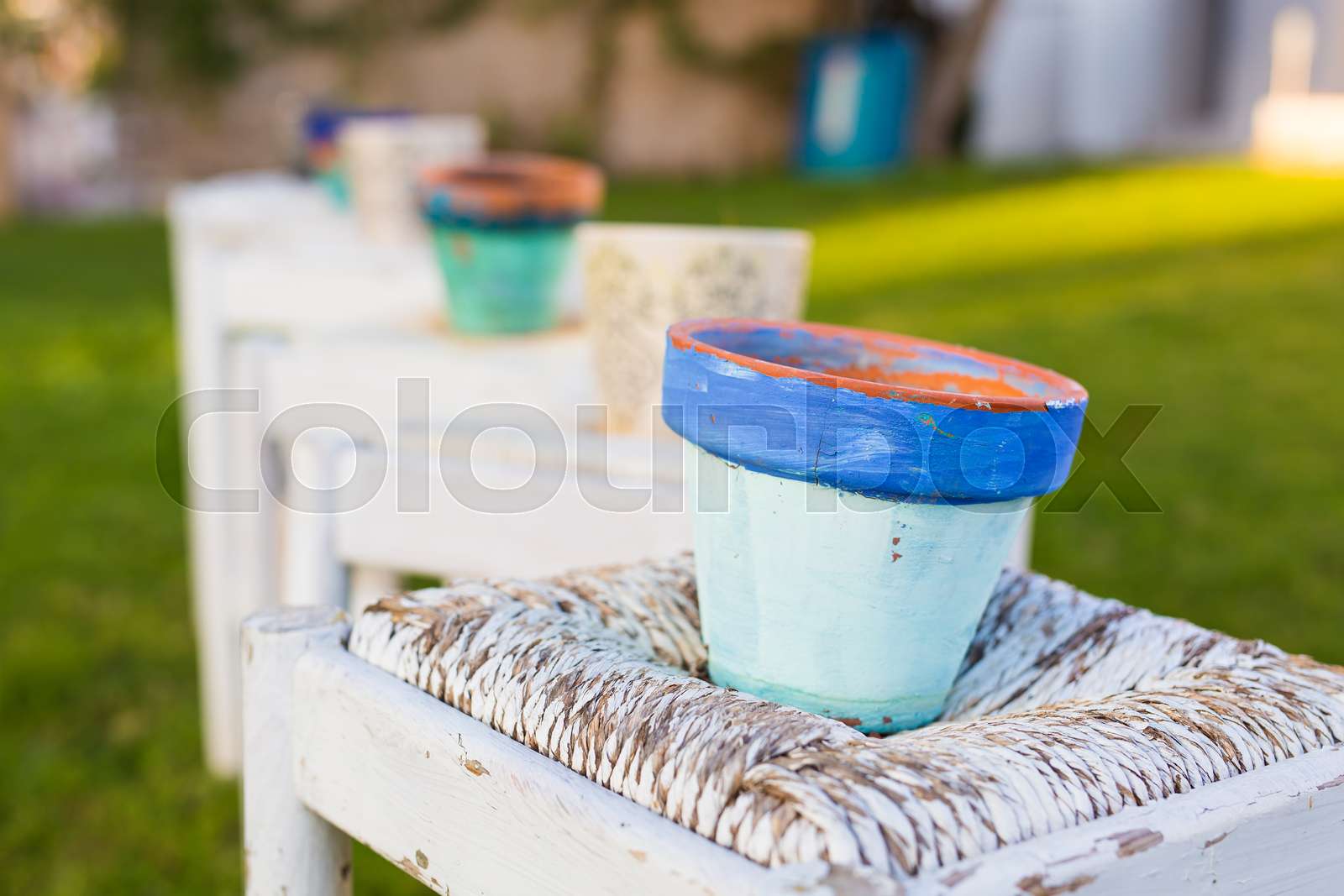 Decorative rusty pot without plant outdoor. Concept of garden decor ...