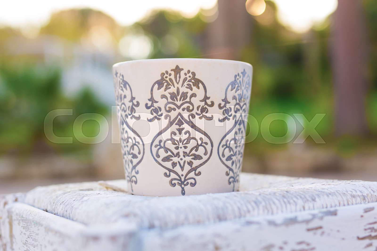 Decorative rusty pot without plant outdoor. Concept of garden decor ...