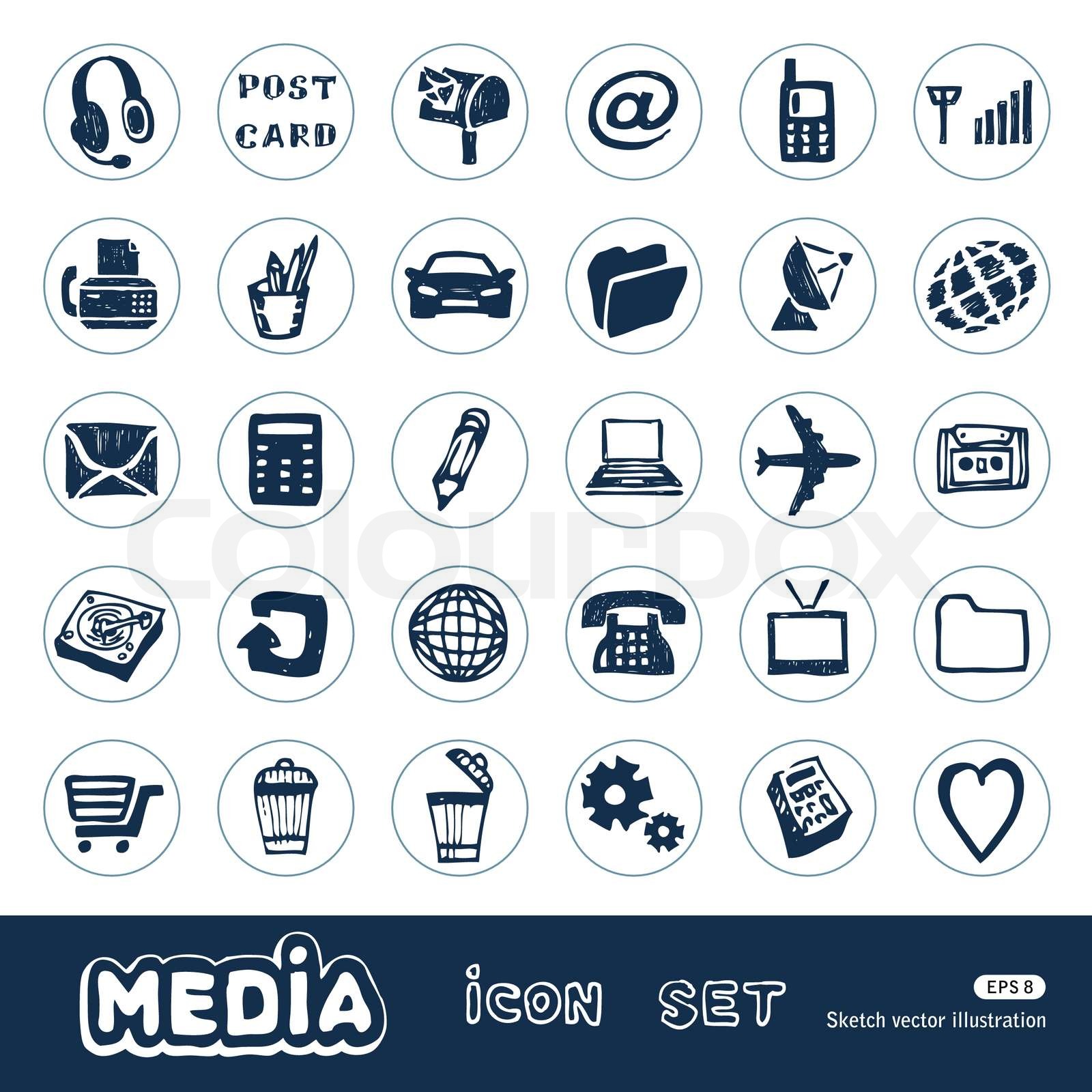 Media and communication web icons set | Stock vector | Colourbox