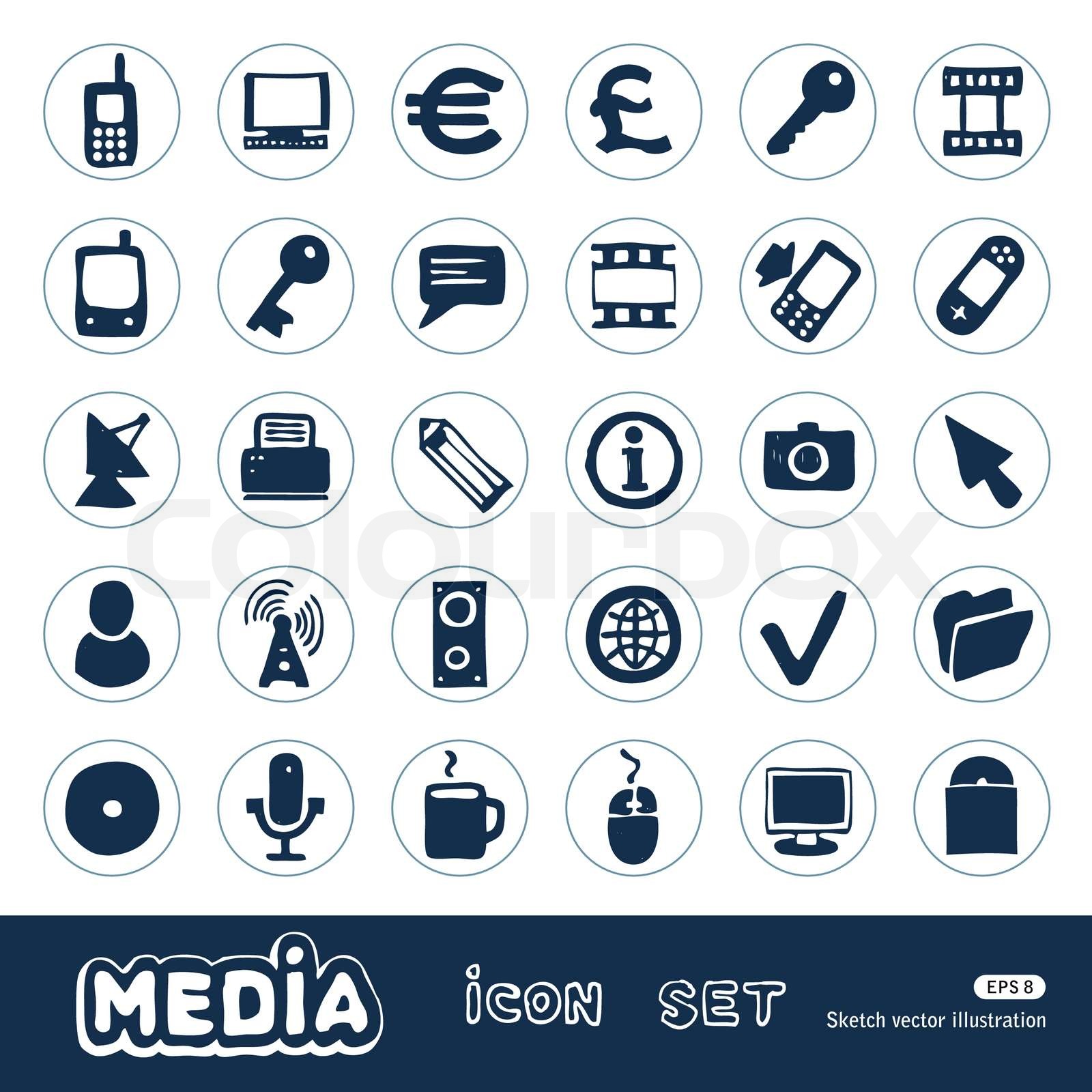 Media and business icons set | Stock vector | Colourbox