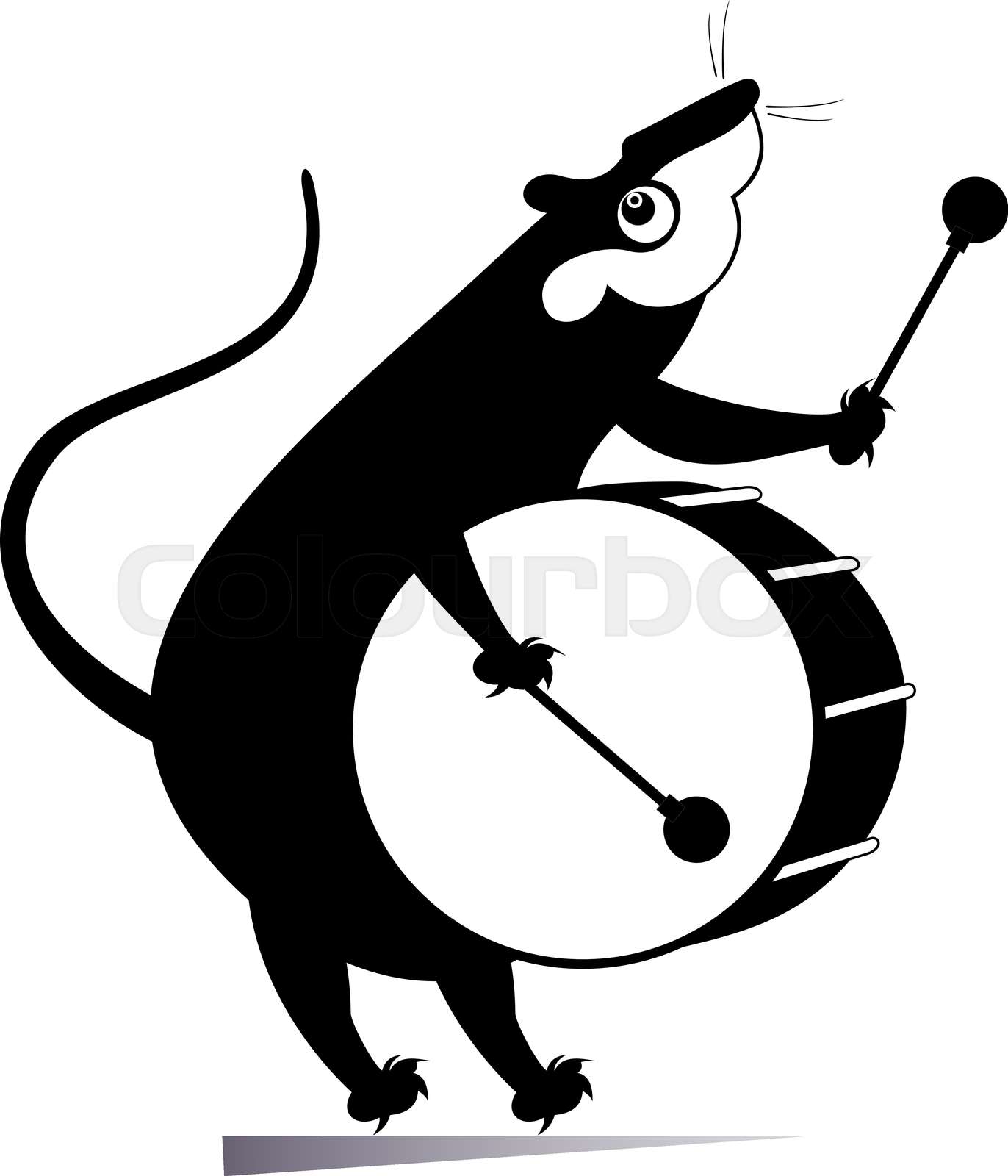 Funny rat or mouse a drummer isolated illustration | Stock vector ...