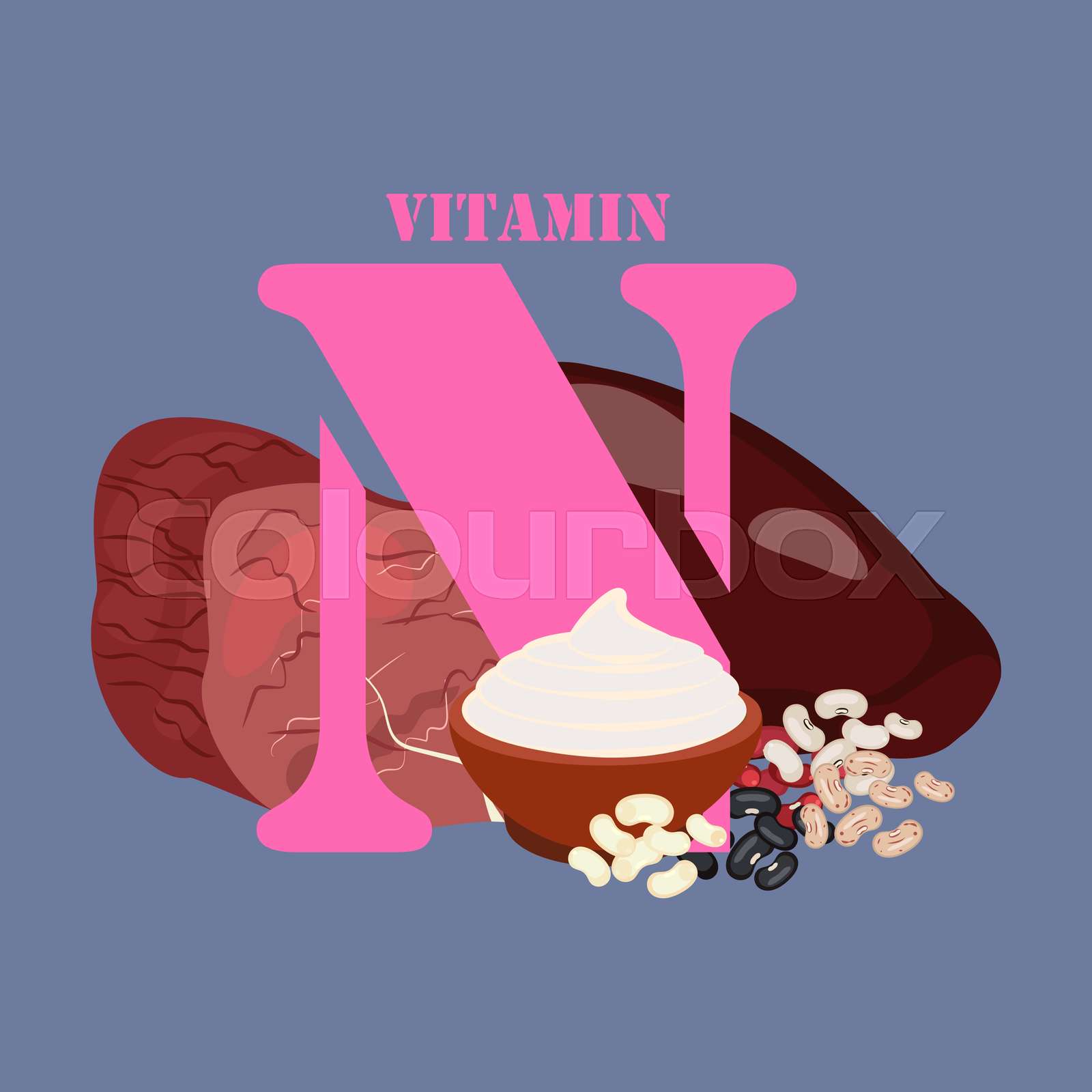 Vitamin N healthy nutrient rich food vector illustration | Stock vector ...