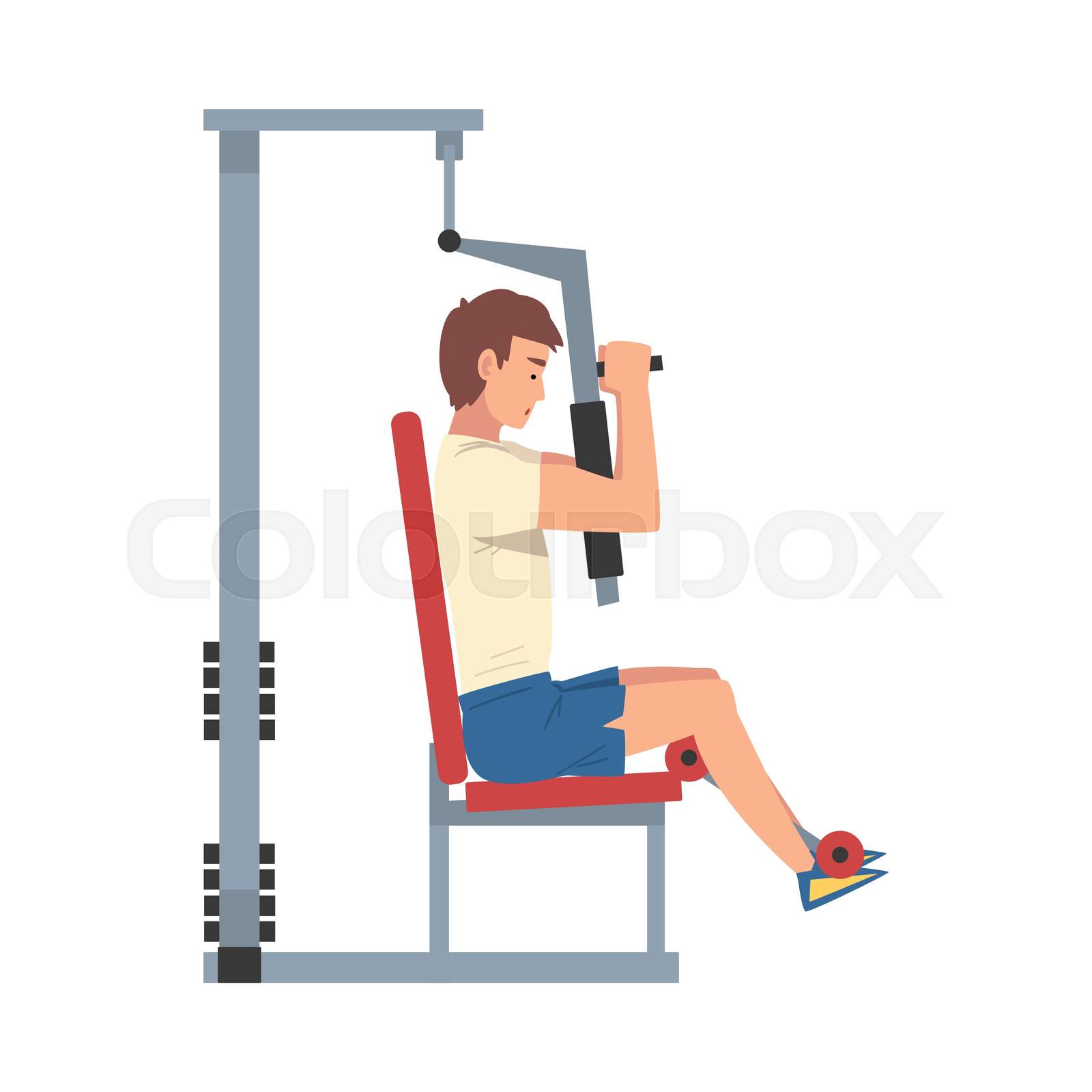 Man Training with Gym Machine Vector Illustration | Stock vector ...