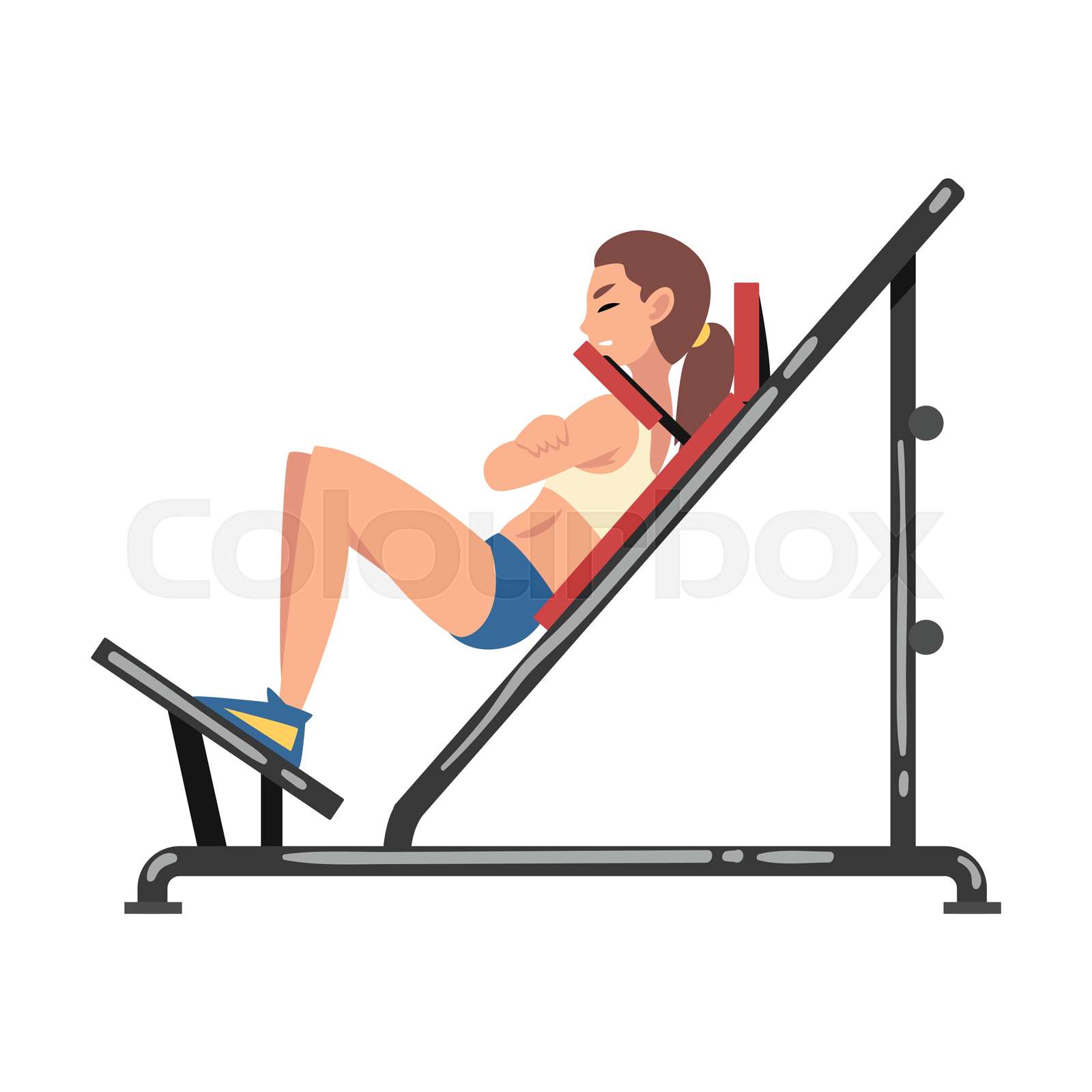 Woman Training on Shoulder Press Machine Vector Illustration | Stock ...