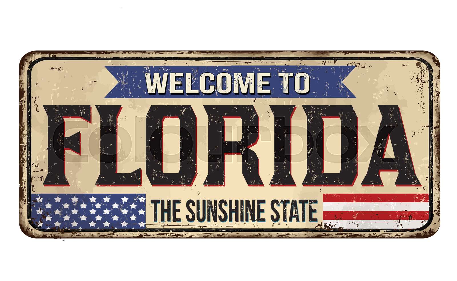 Welcome to Florida vintage rusty metal sign | Stock vector | Colourbox