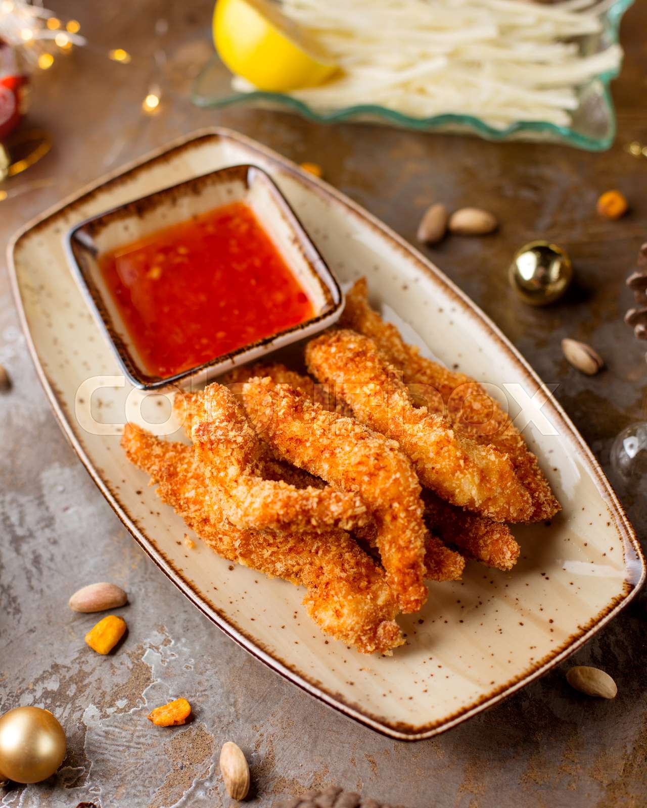 chicken nugget with sweet chili | Stock image | Colourbox