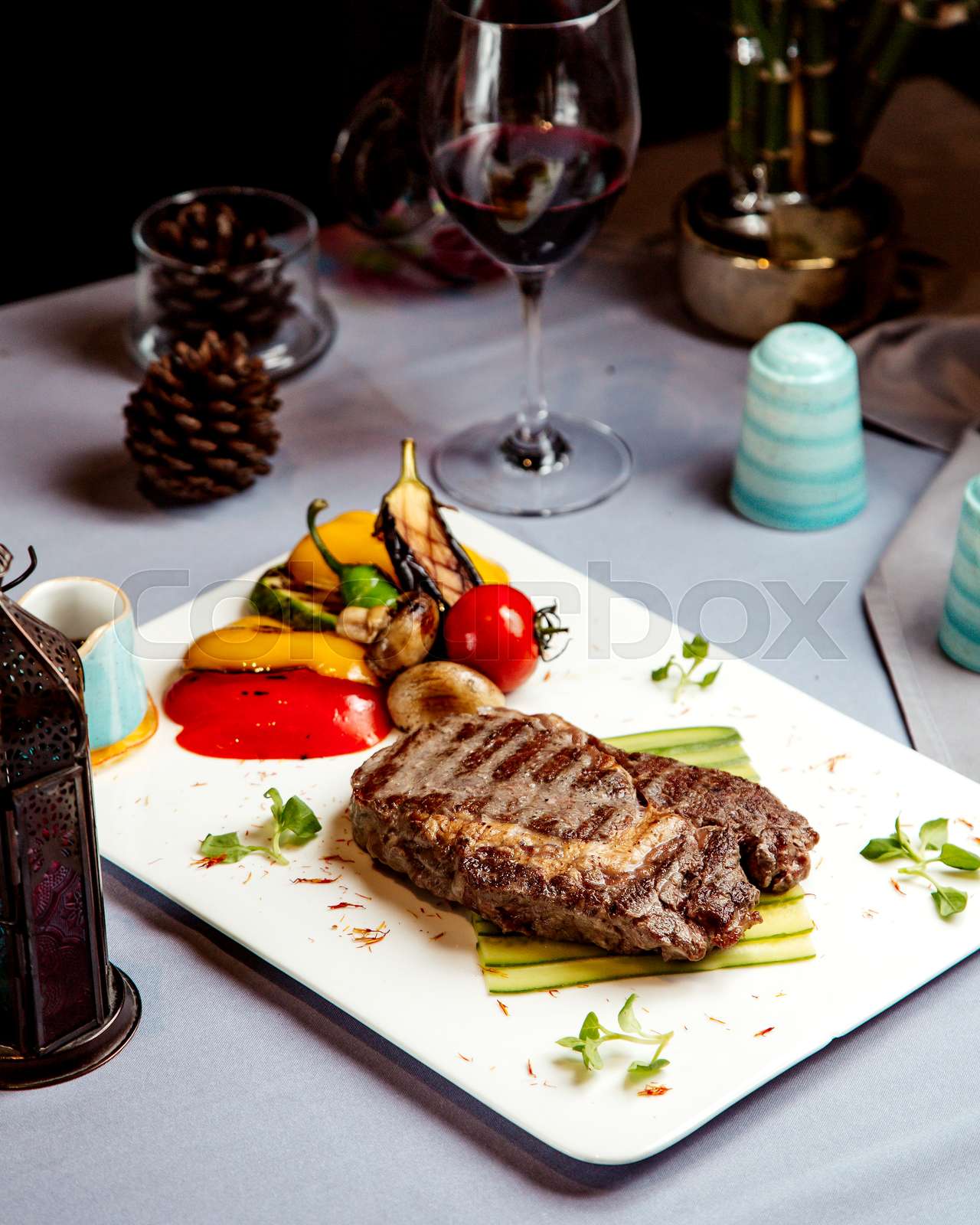 fried meat slice and fried vegetables | Stock image | Colourbox