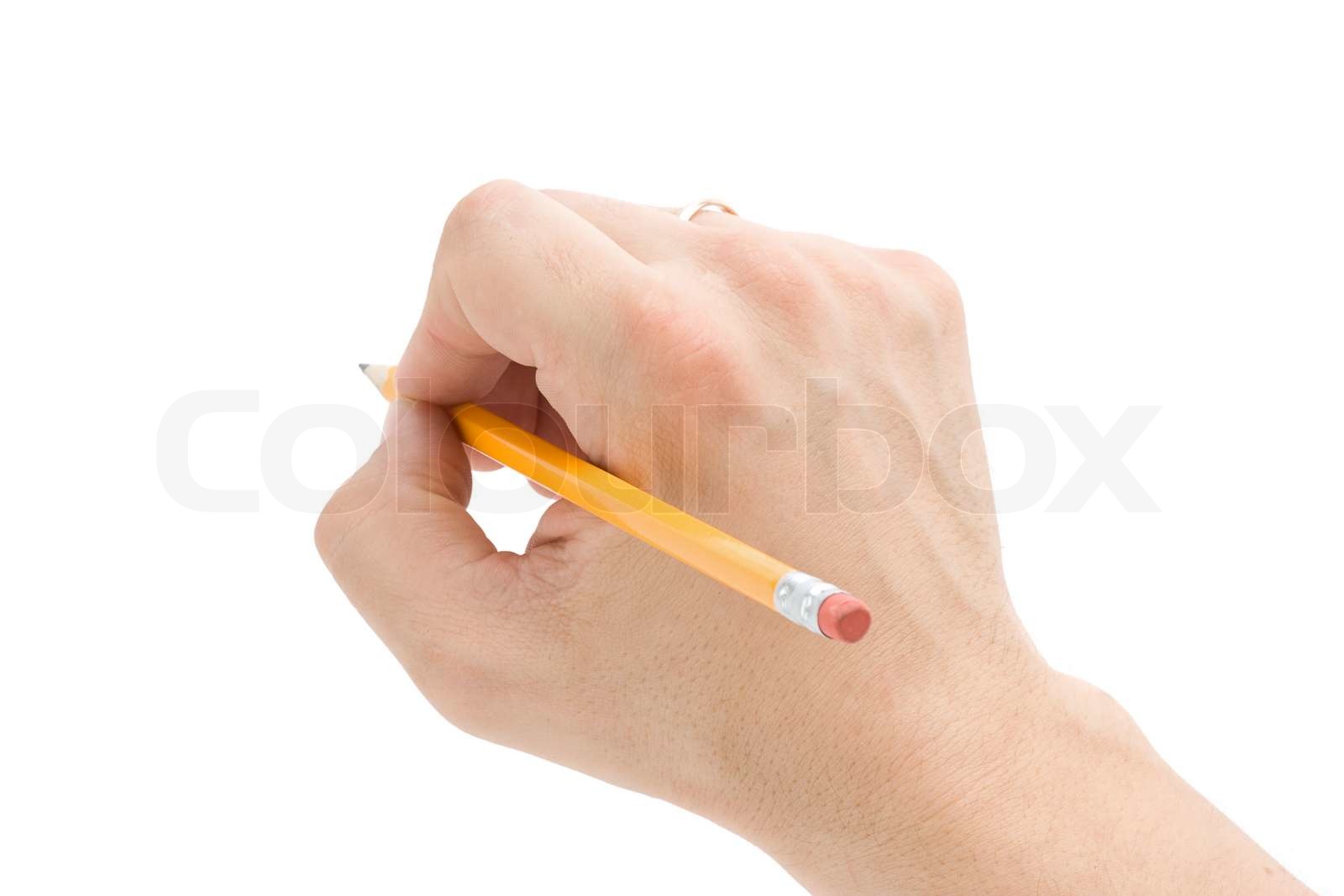 hand with pencil isolated on white | Stock image | Colourbox