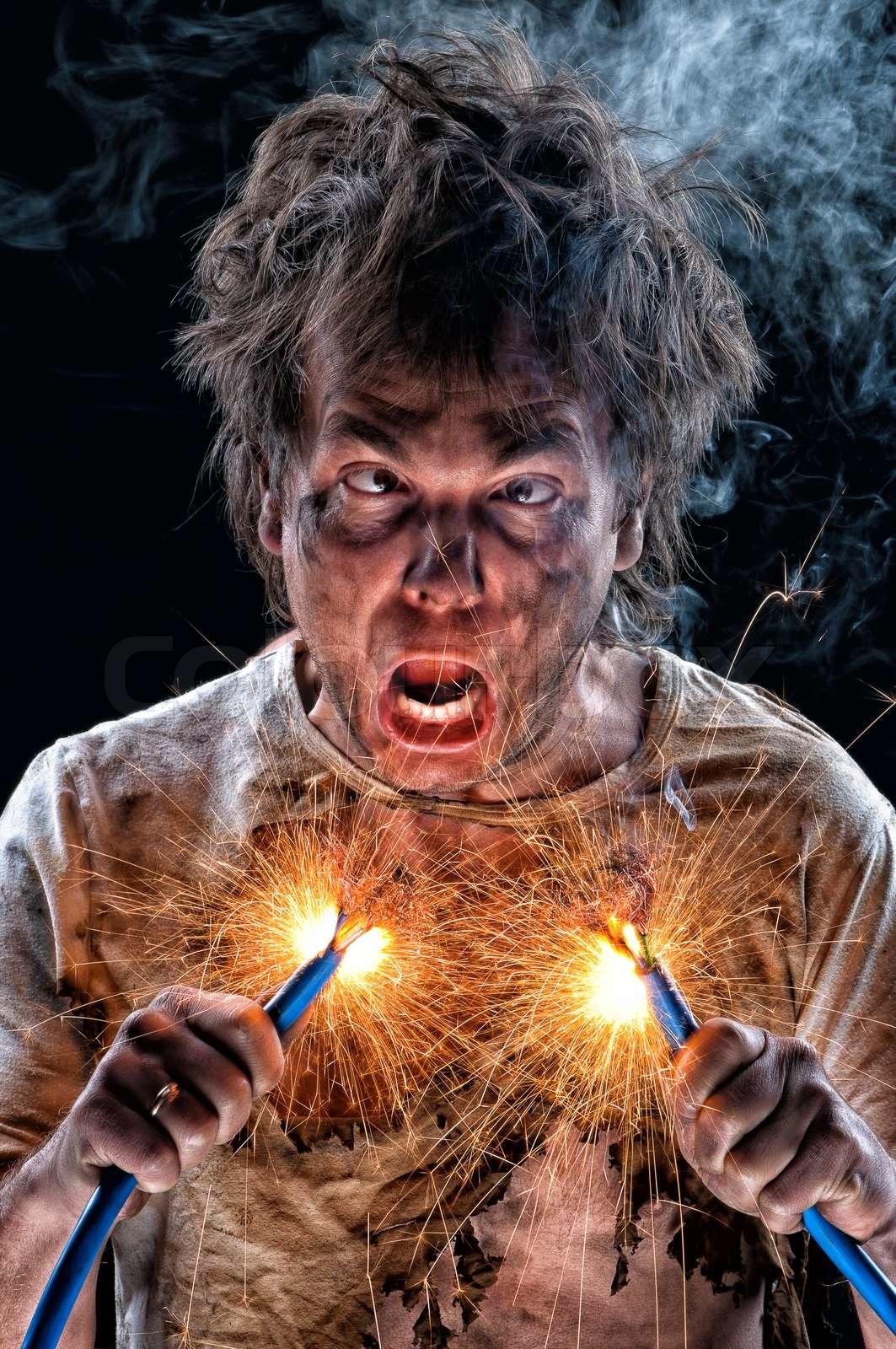 Crazy electrician | Stock image | Colourbox