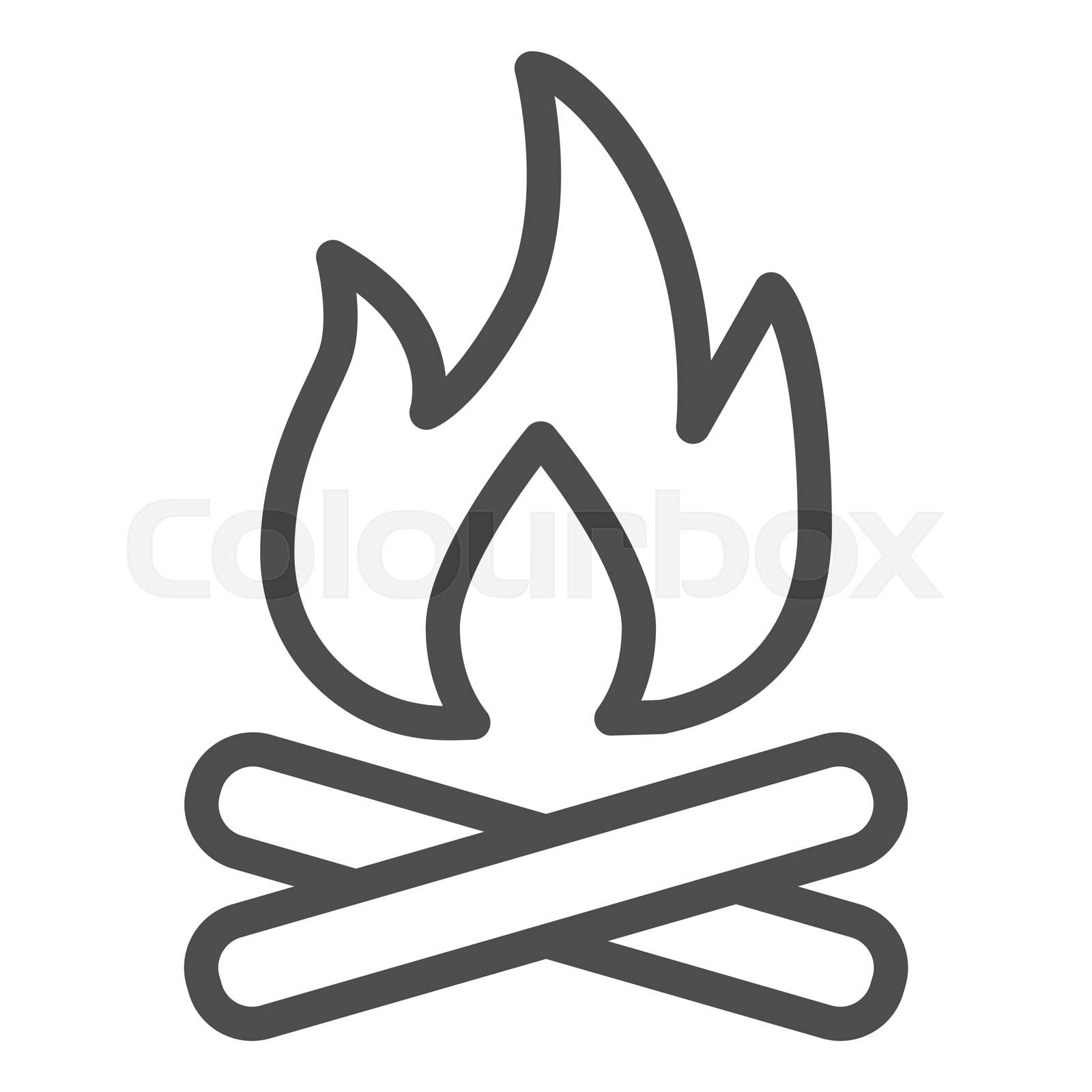 Bonfire line icon, picnic concept, campfire sign on white background ...