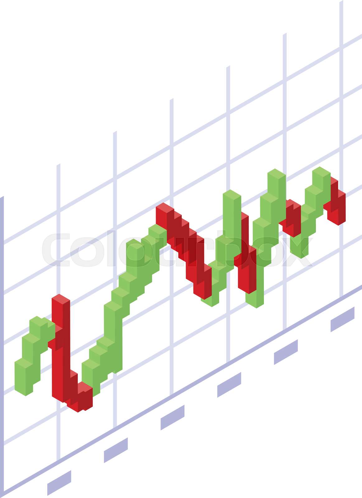 Trader red green graph icon, isometric style | Stock vector | Colourbox