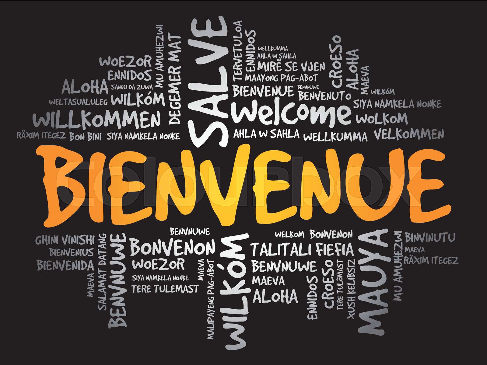 Bienvenue (Welcome in French) word cloud | Stock vector | Colourbox