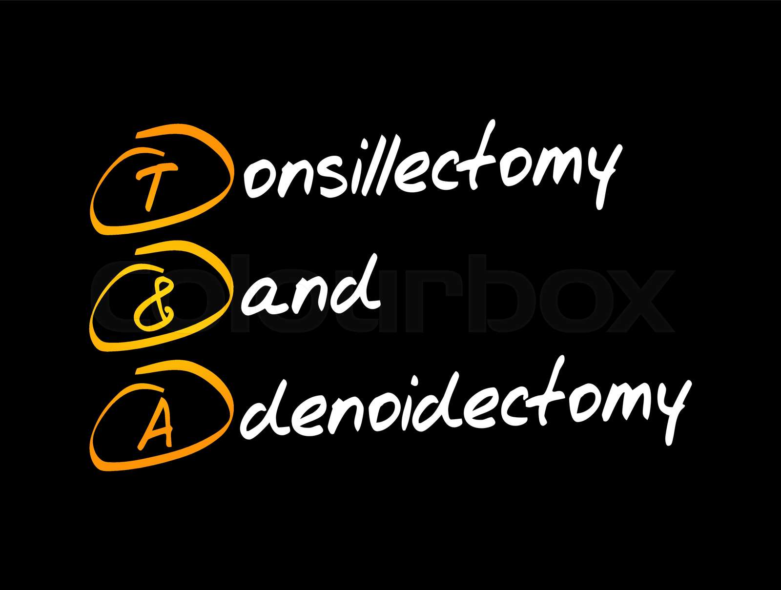 T&A - Tonsillectomy and Adenoidectomy acronym | Stock vector | Colourbox