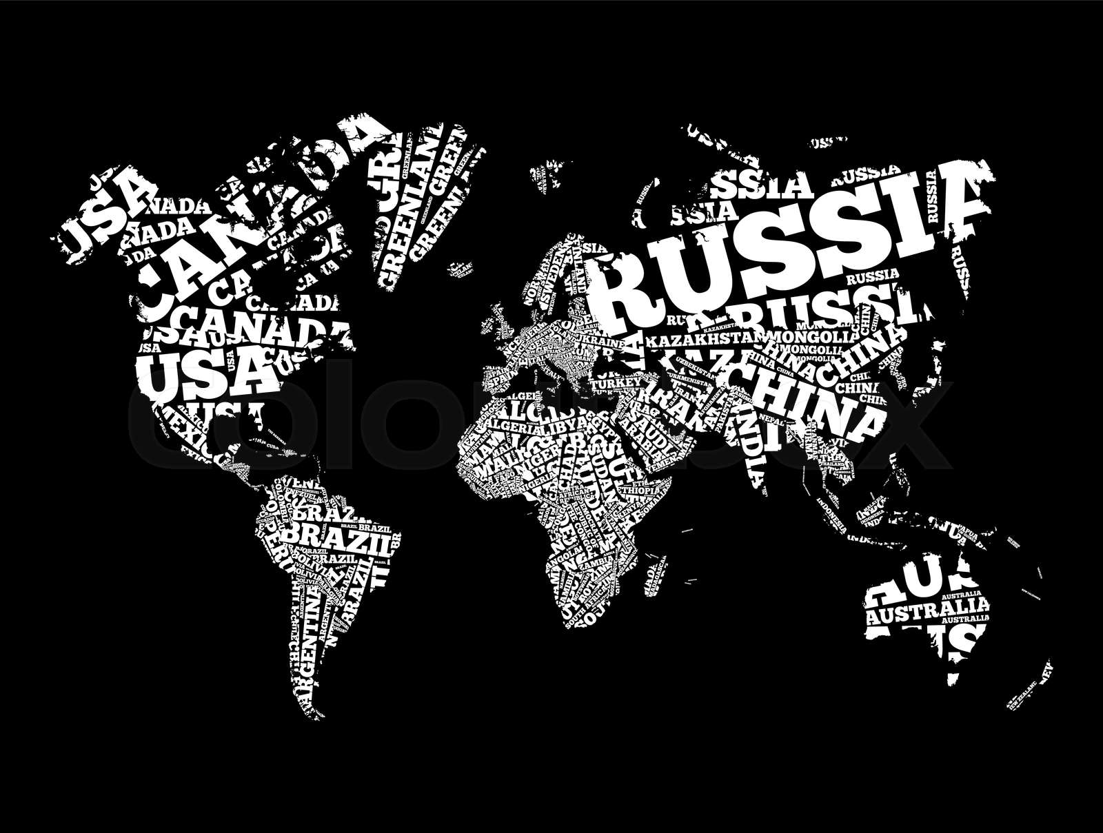 World Map in Typography word cloud concept | Stock vector | Colourbox