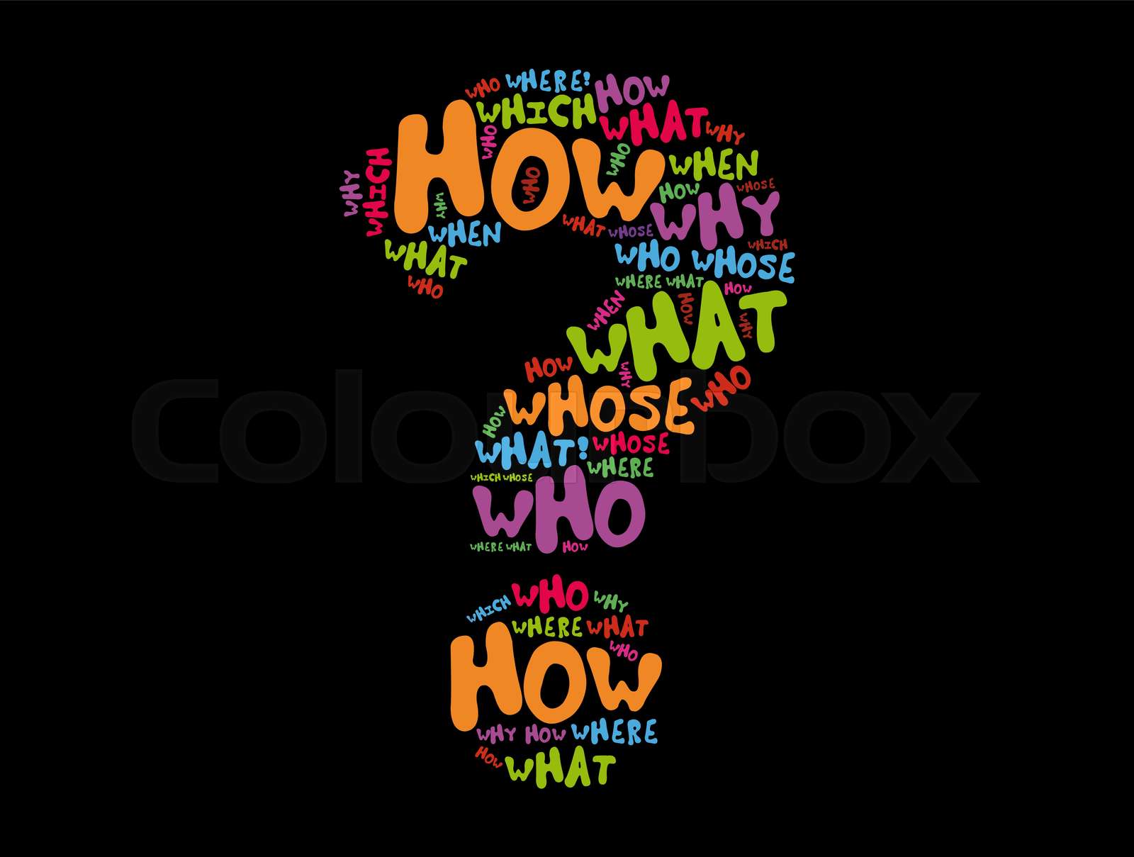 Question mark, Question words cloud concept | Stock vector | Colourbox