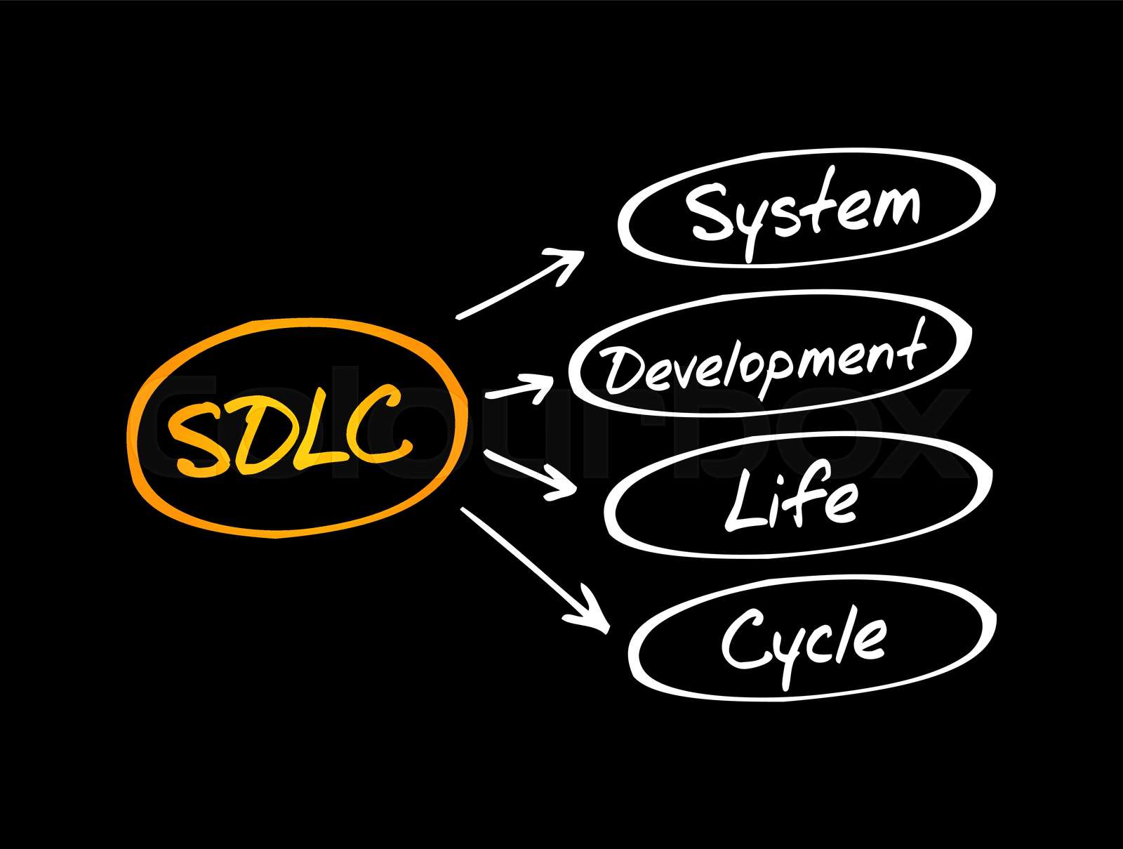 SDLC - System Development Life Cycle acronym | Stock vector | Colourbox