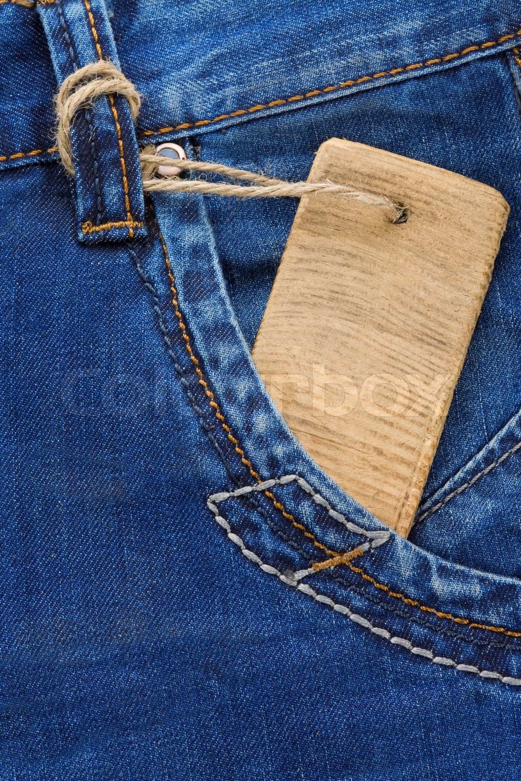 price tag and jeans in pocket | Stock image | Colourbox