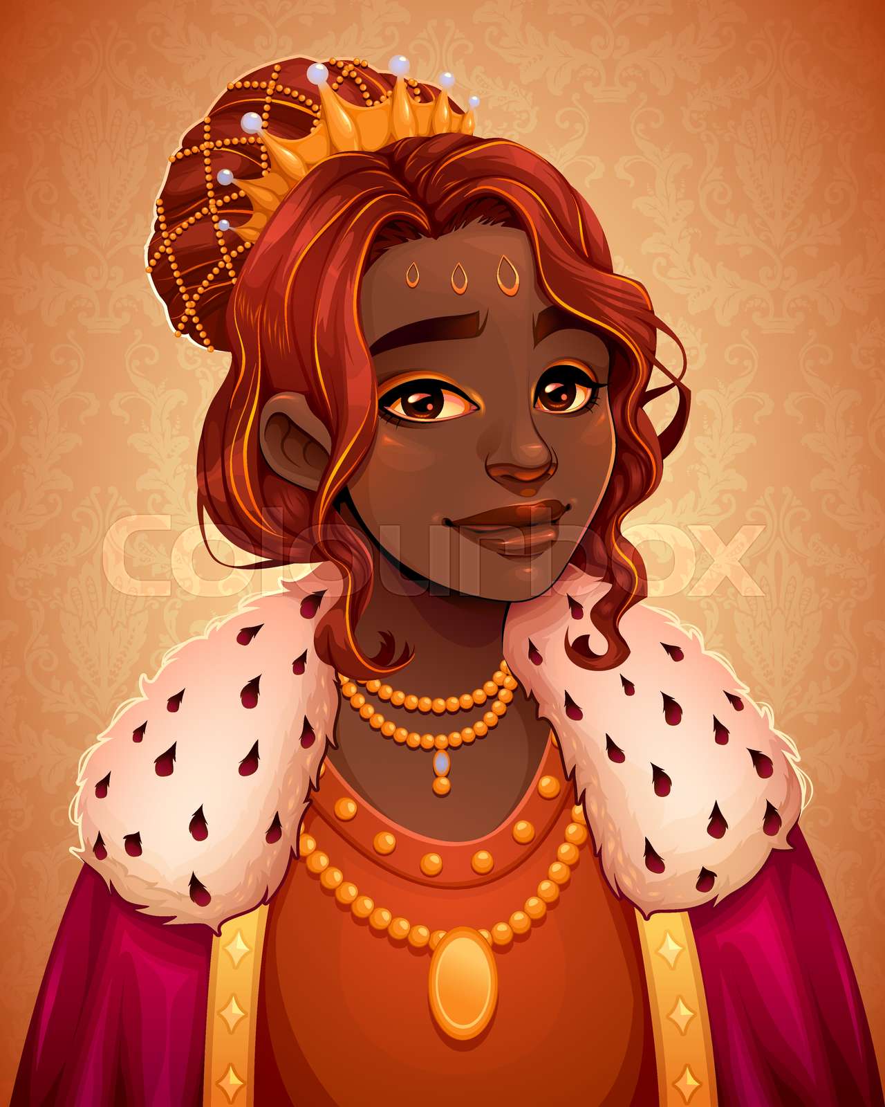 Portrait of a beautiful African queen | Stock vector | Colourbox