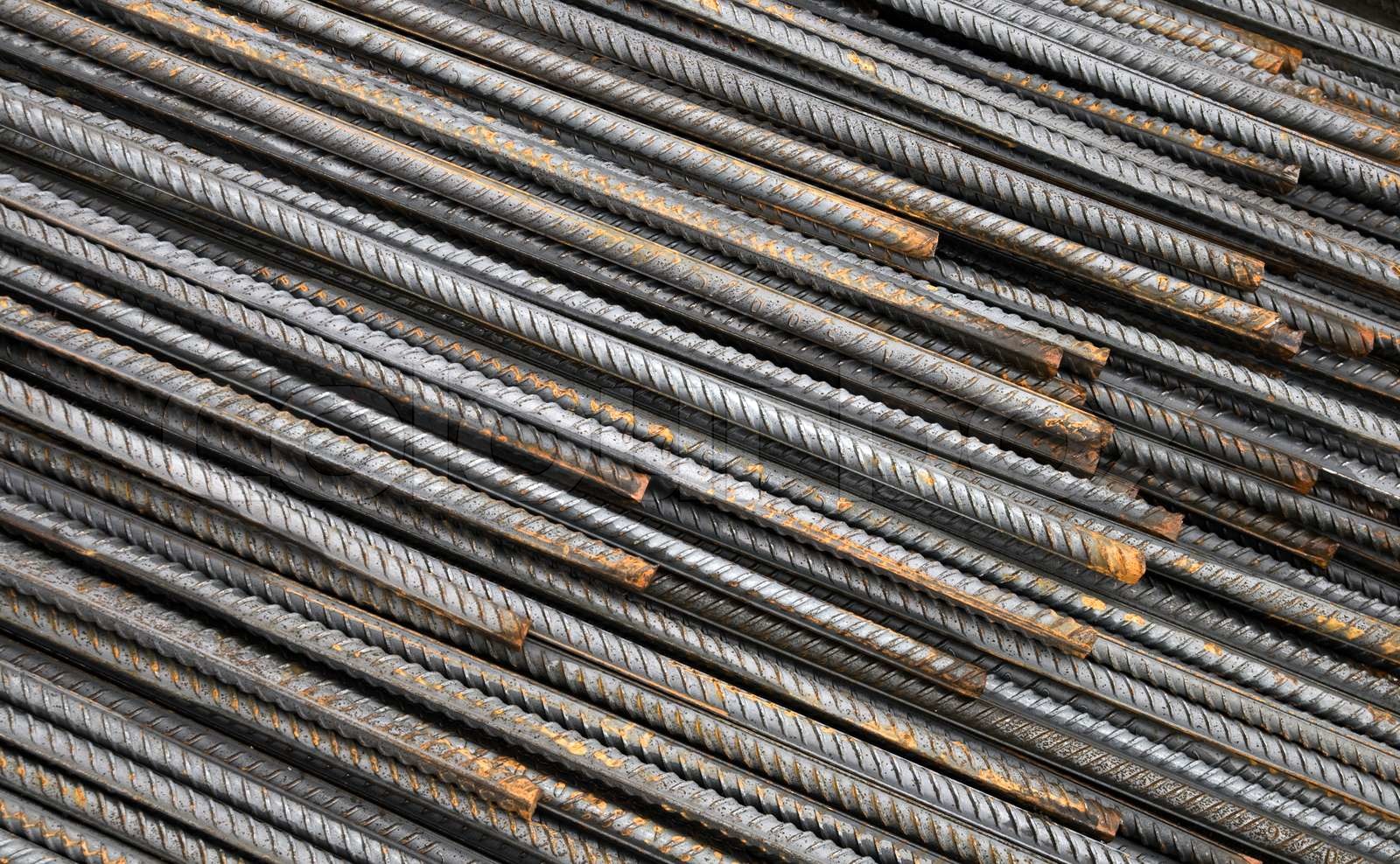 Background texture of steel rods used in construction to reinforce ...