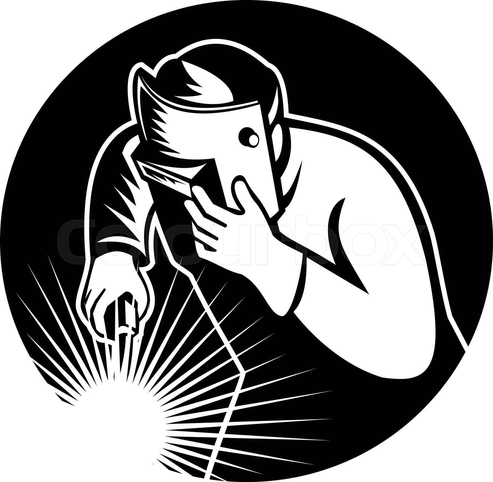 Arc Welder Welding Torch Circle Retro Black and White | Stock vector ...