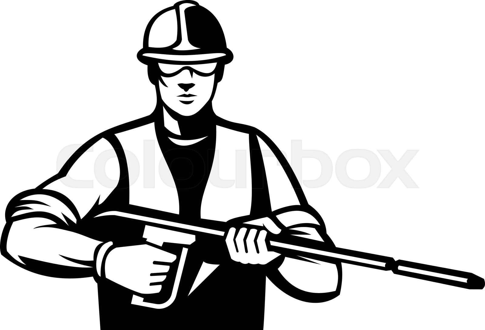 Power Washer With Pressure Washing Wand Front Retro Black and White ...