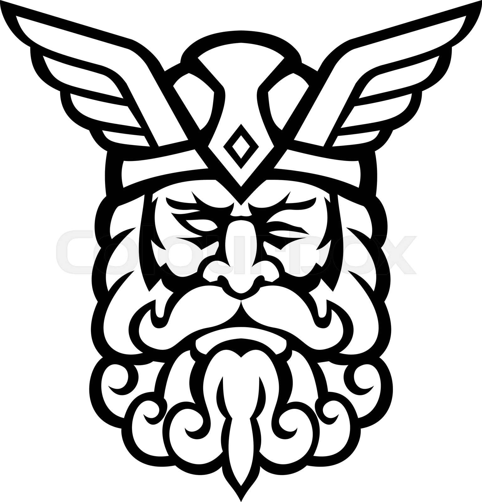 Head of Odin Norse God Front View Mascot Black and White | Stock vector ...