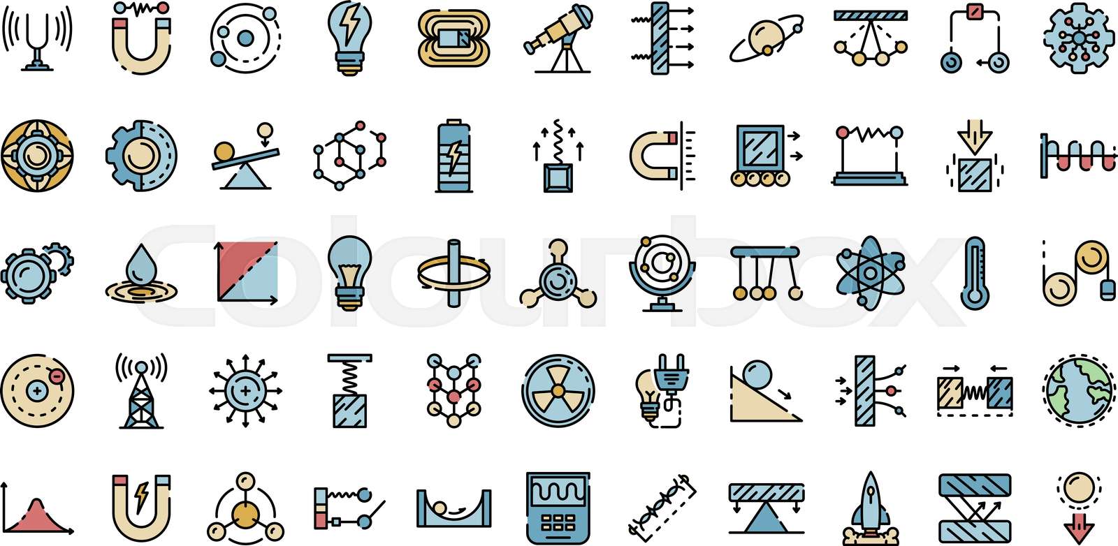 Physics icons vector flat | Stock vector | Colourbox