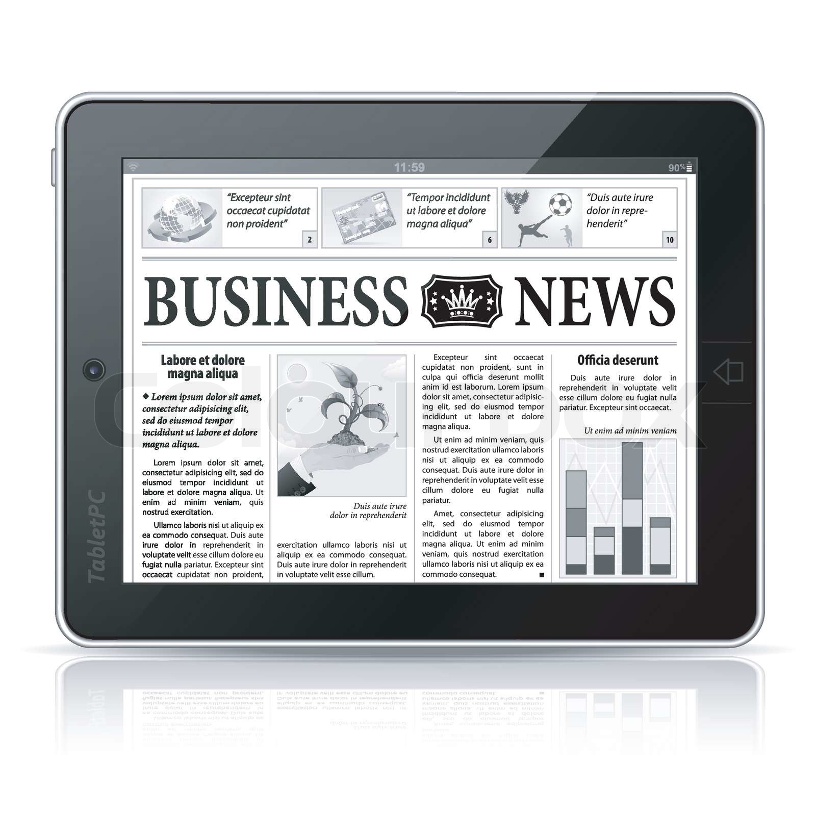 Concept - Digital News Tablet PC with Business News on Screen | Stock ...