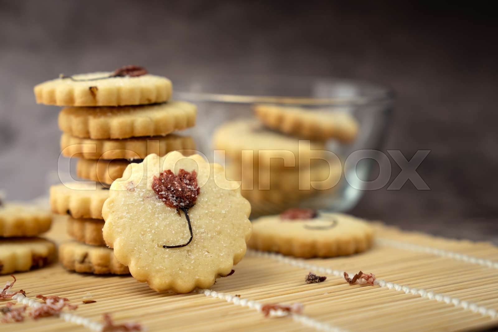 Sakura cookies with salted cherry blossom flower | Stock image | Colourbox