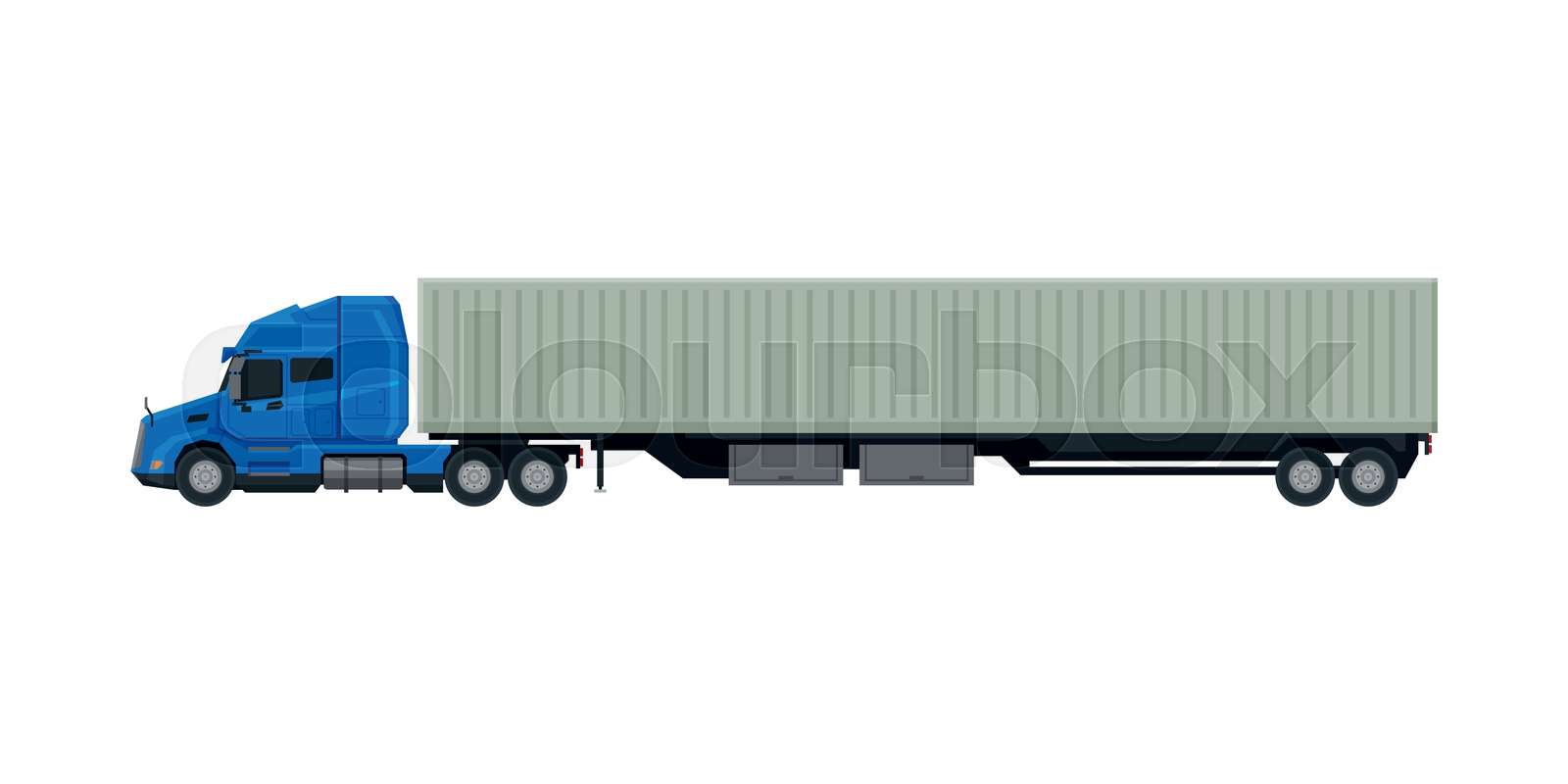Modern Cargo Trailer Truck, Delivery and Shipping Cargo Vehicle, Side ...