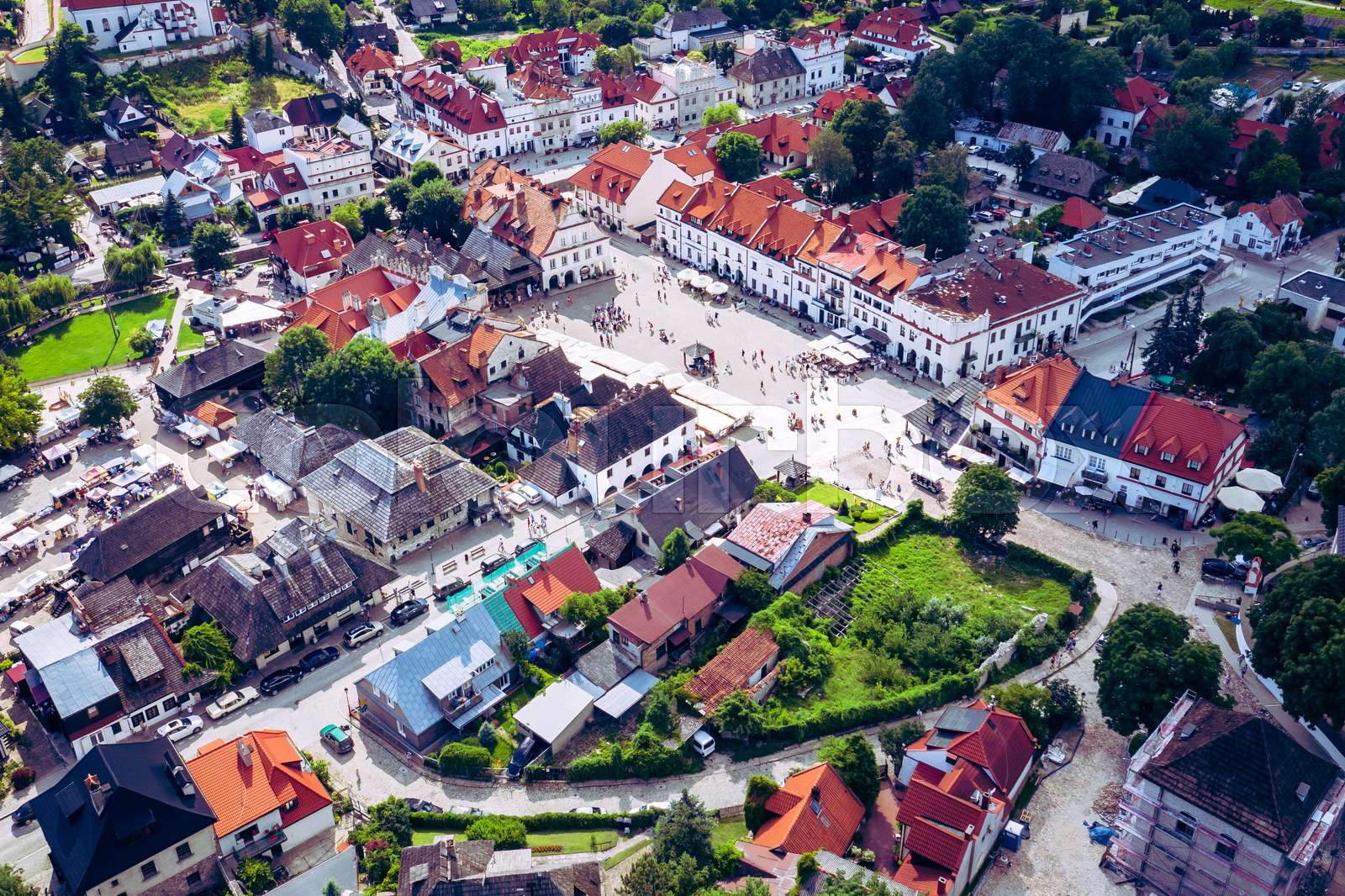 Kazimierz Dolny, Poland. Aerial view of Old Town. Kazimierz Dolny is a ...