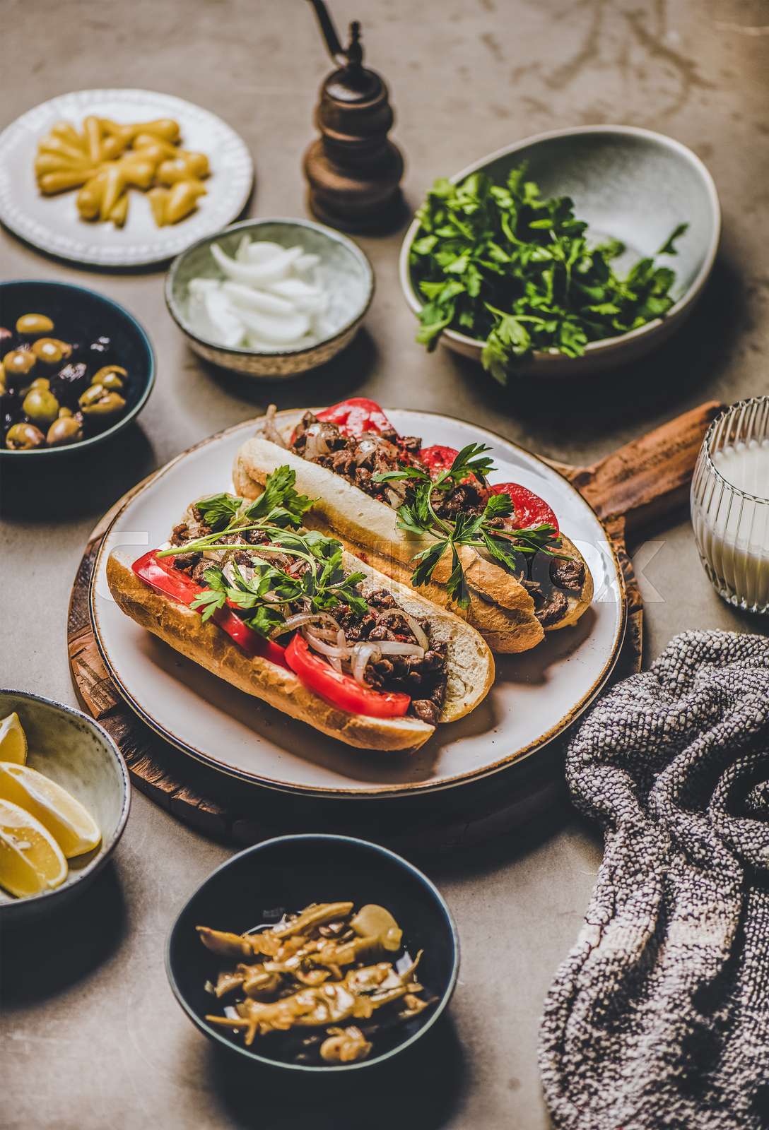 Turkish traditional meat sandwich tantuni with beef for lunch | Stock ...