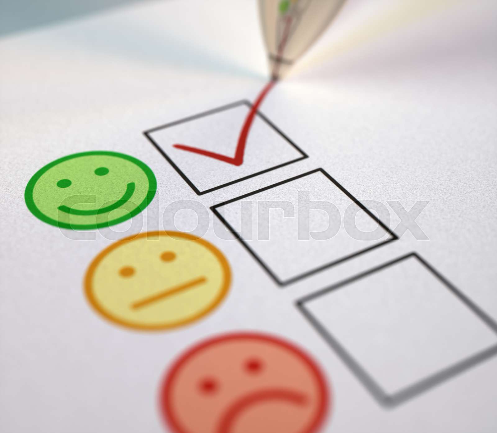 Positive Feedback Smileys Survey Tick Box Rating | Stock image | Colourbox