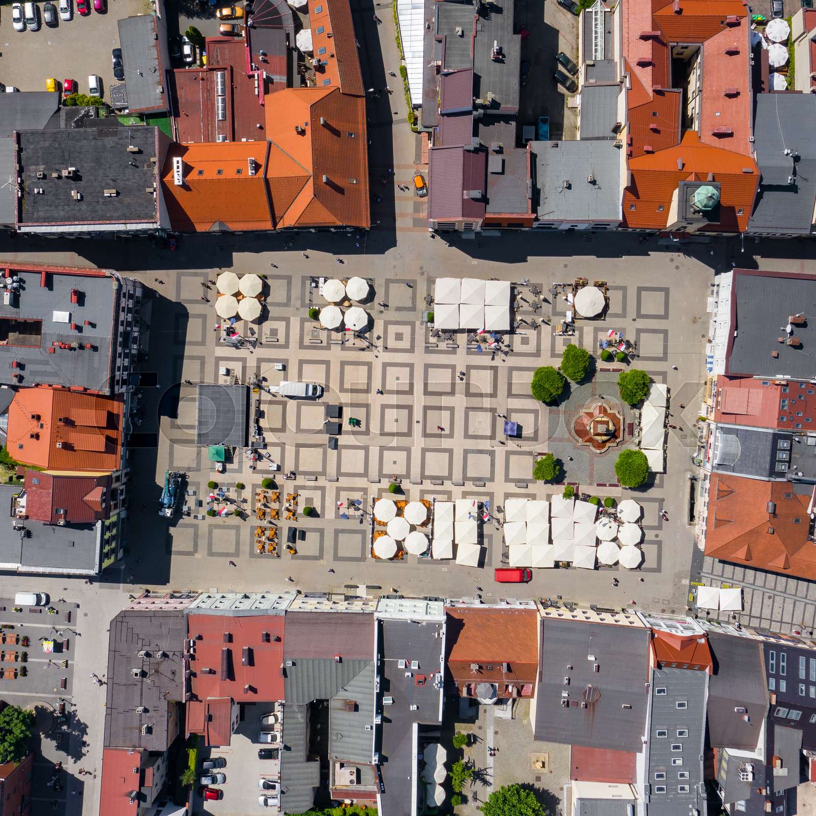 Rybnik. Poland. Aerial view of main square and city center of Rybnik ...