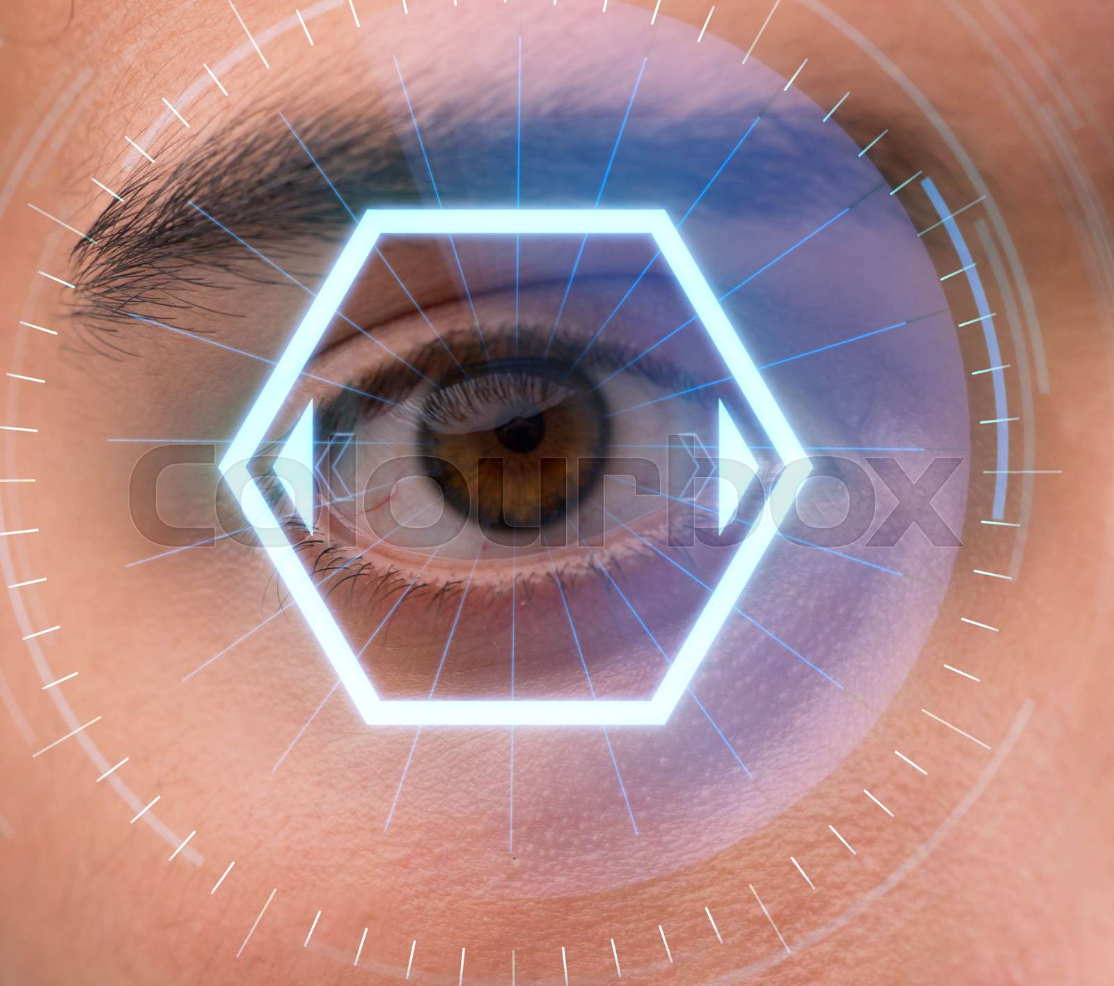 Concept of sensor implanted into human eye | Stock image | Colourbox
