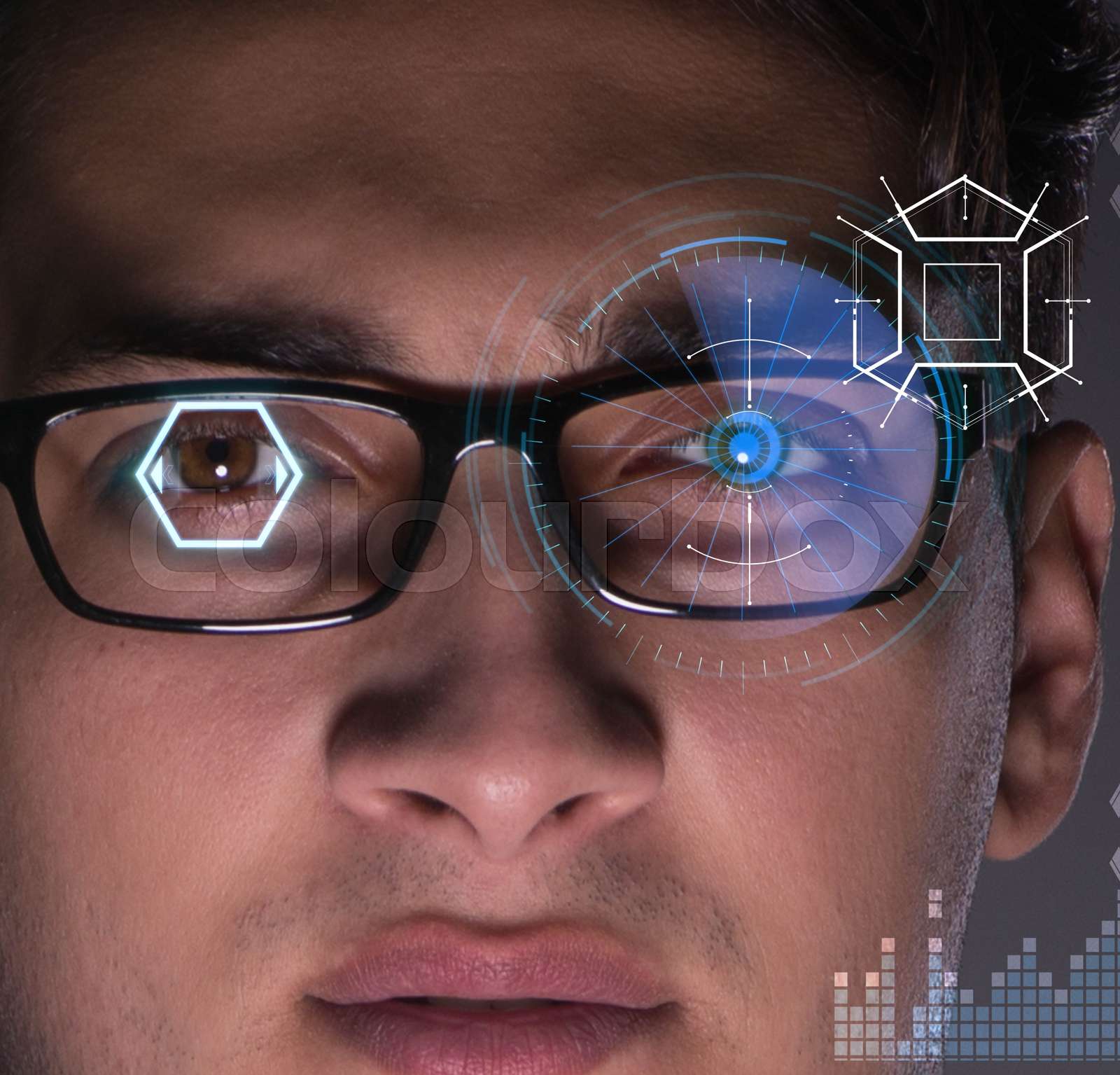 Concept of sensor implanted into human eye | Stock image | Colourbox