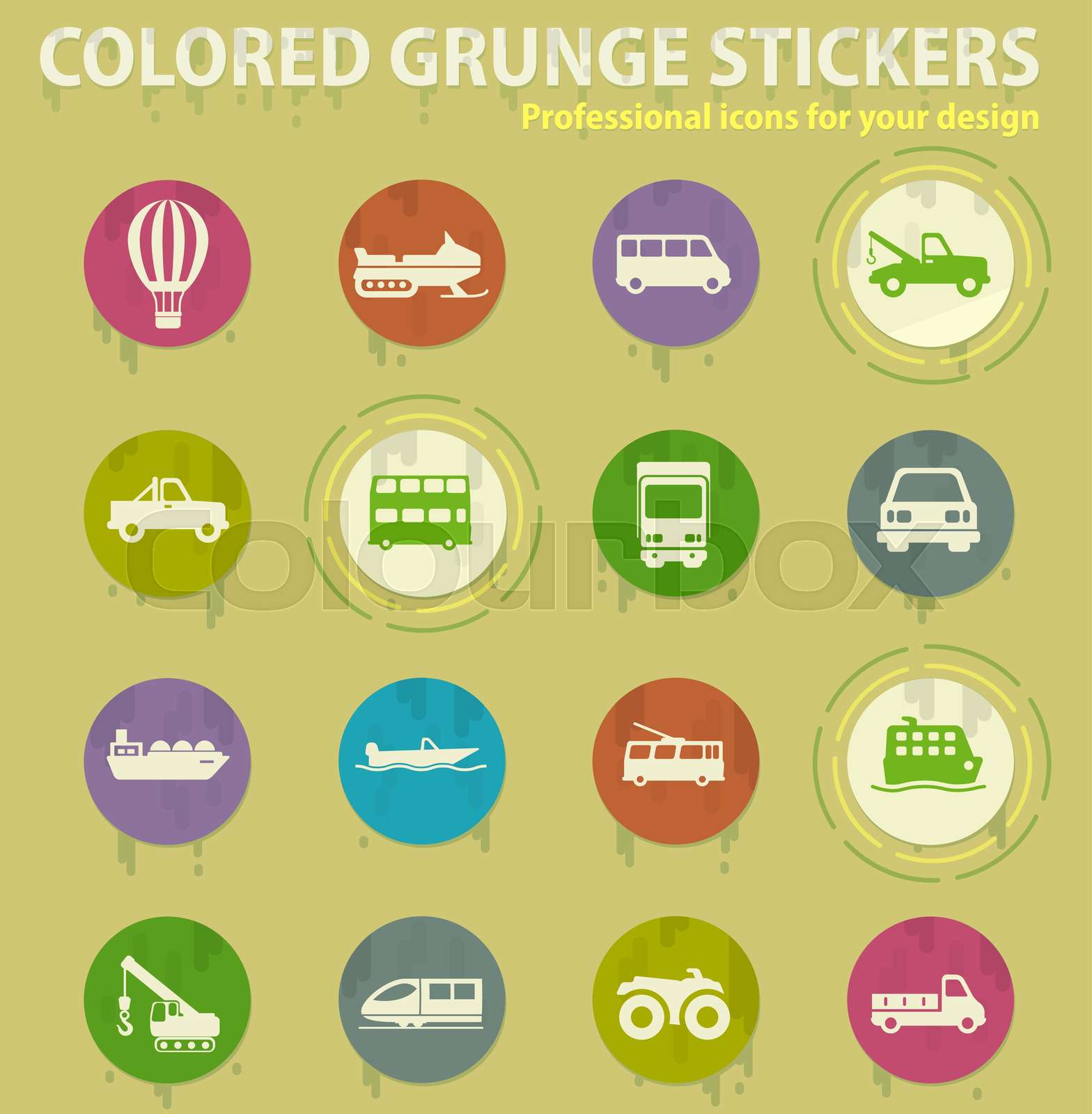 Transportation colored grunge icons | Stock vector | Colourbox