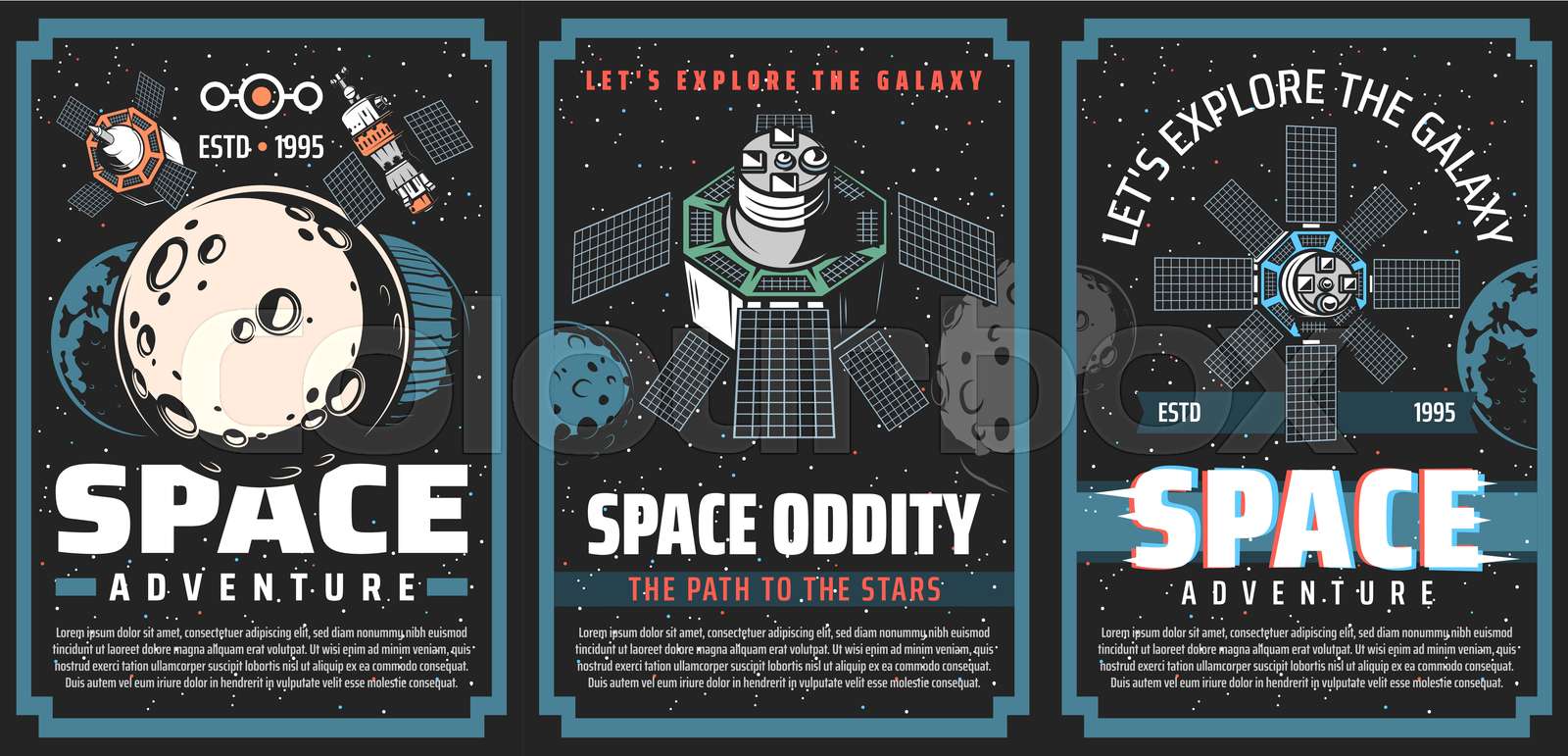 Universe galaxy outer space posters, planets | Stock vector | Colourbox