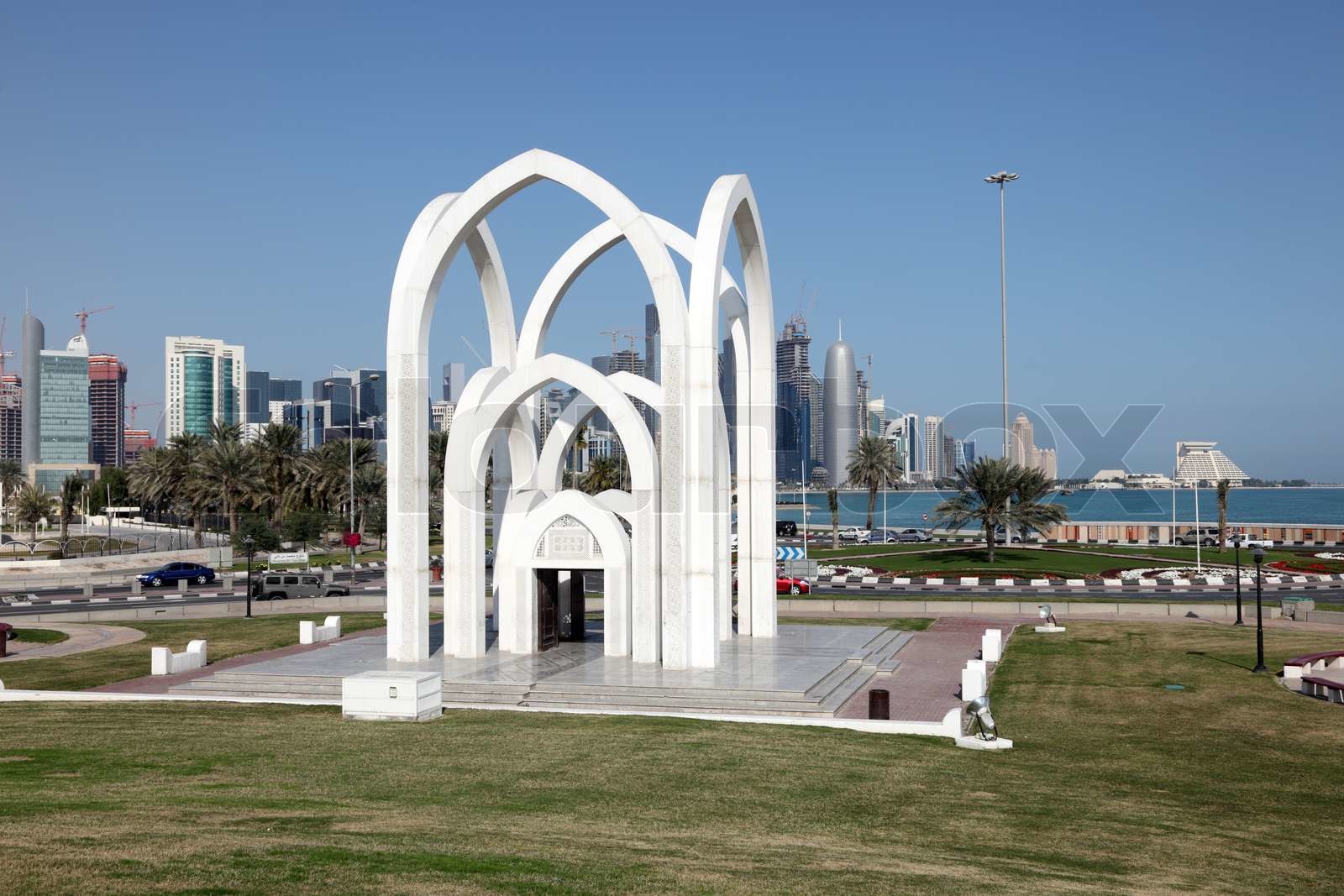 Islamic monument in the city of Doha, Qatar, Middle East | Stock image ...