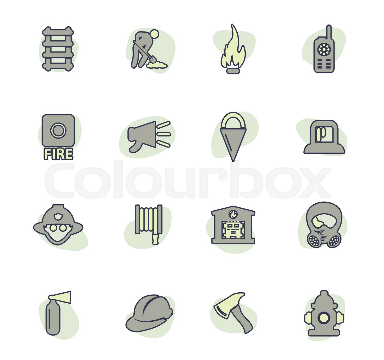 Fire brigade icons set | Stock vector | Colourbox