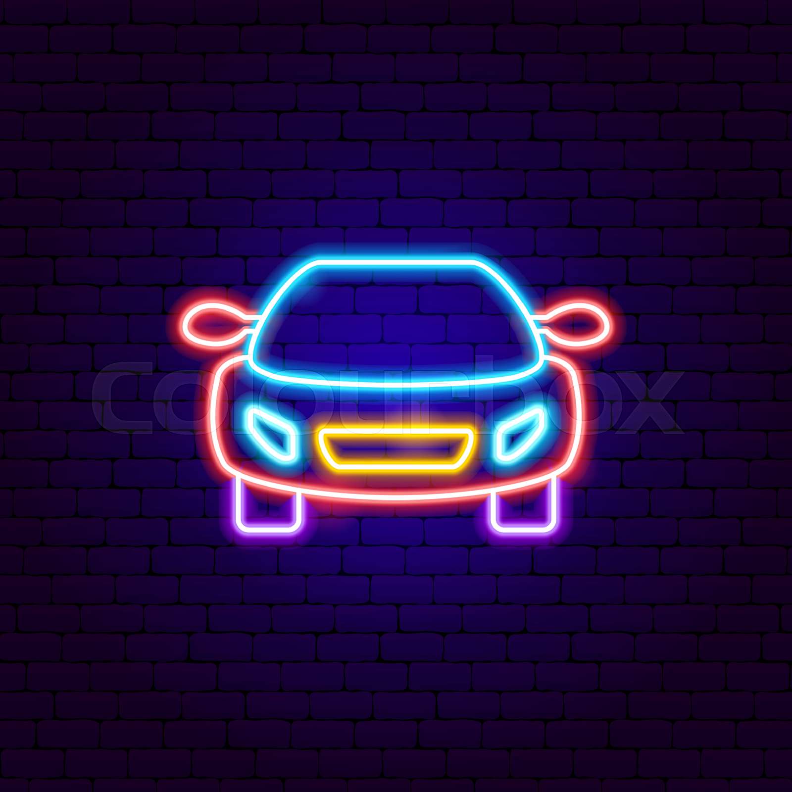 Car Front Neon Sign | Stock vector | Colourbox