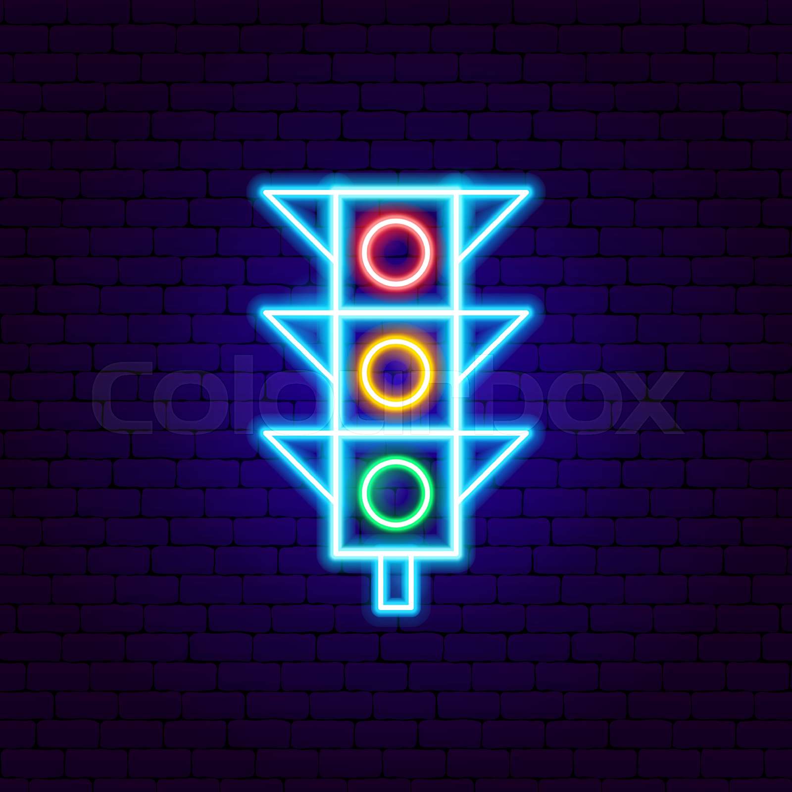 Traffic Light Neon Sign | Stock vector | Colourbox