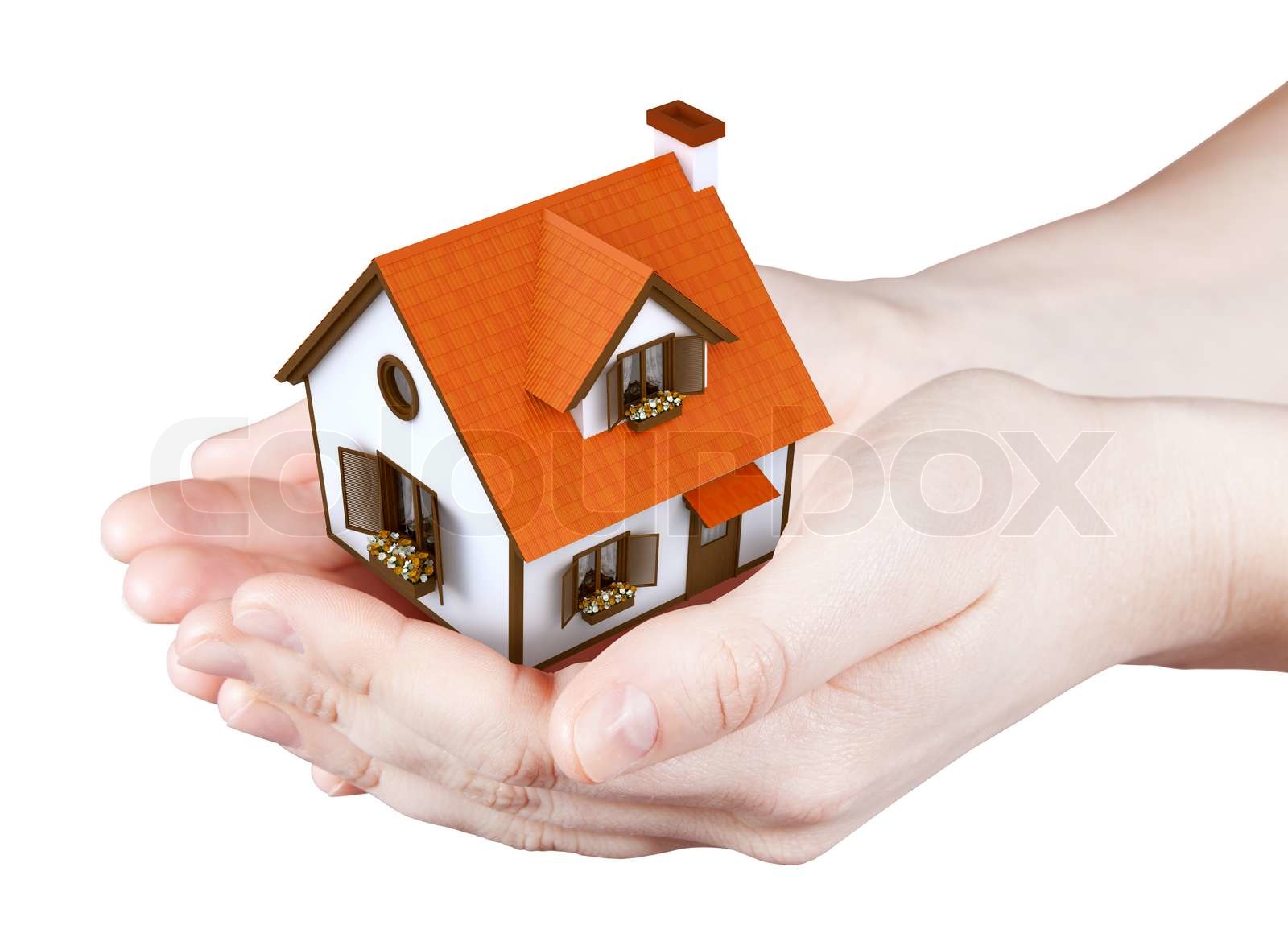 holding hände bieten Haus. wachsende Wirtschaft, Immobilien, Ökologie ...