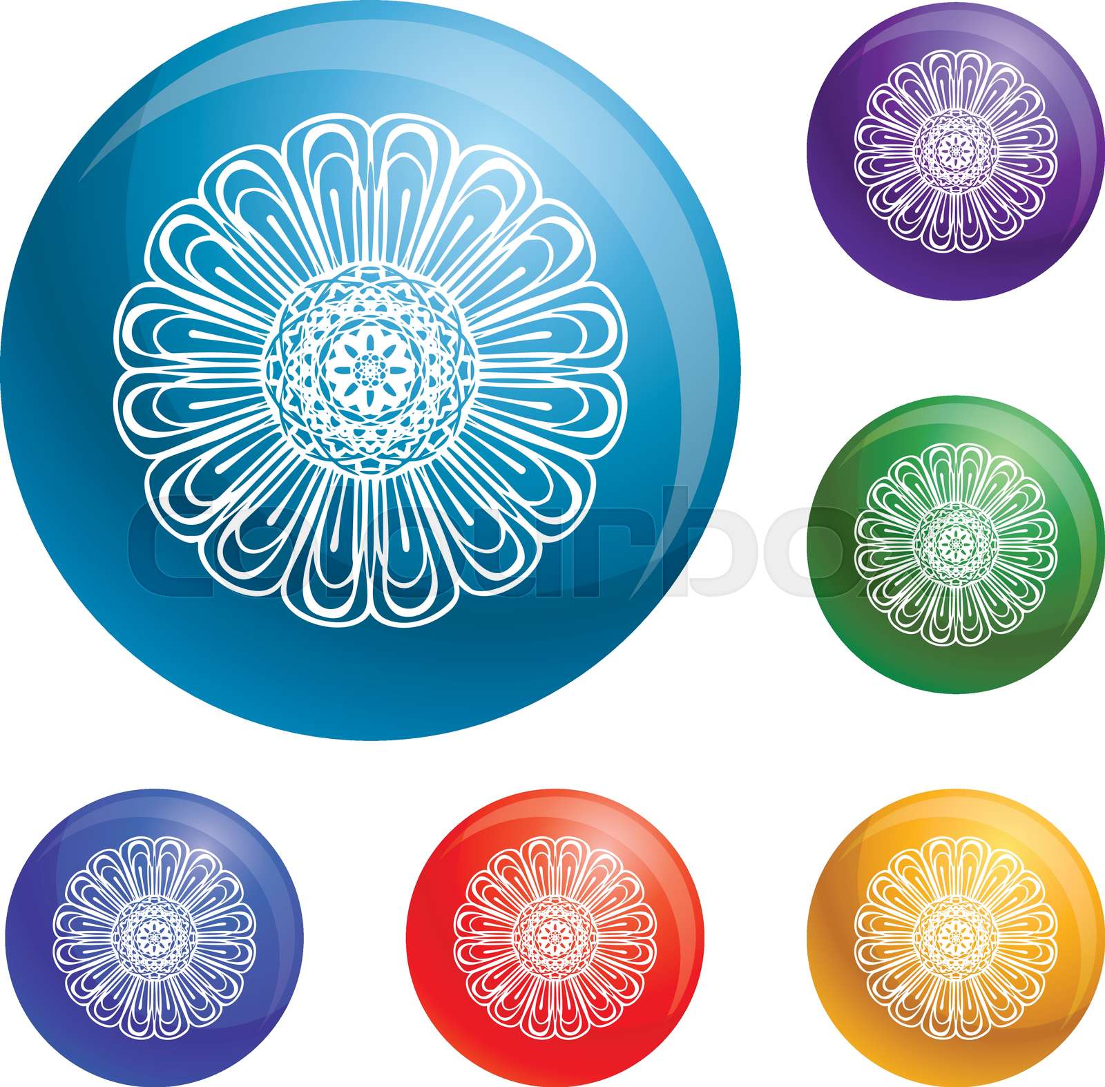 Chamomile icons set vector | Stock vector | Colourbox