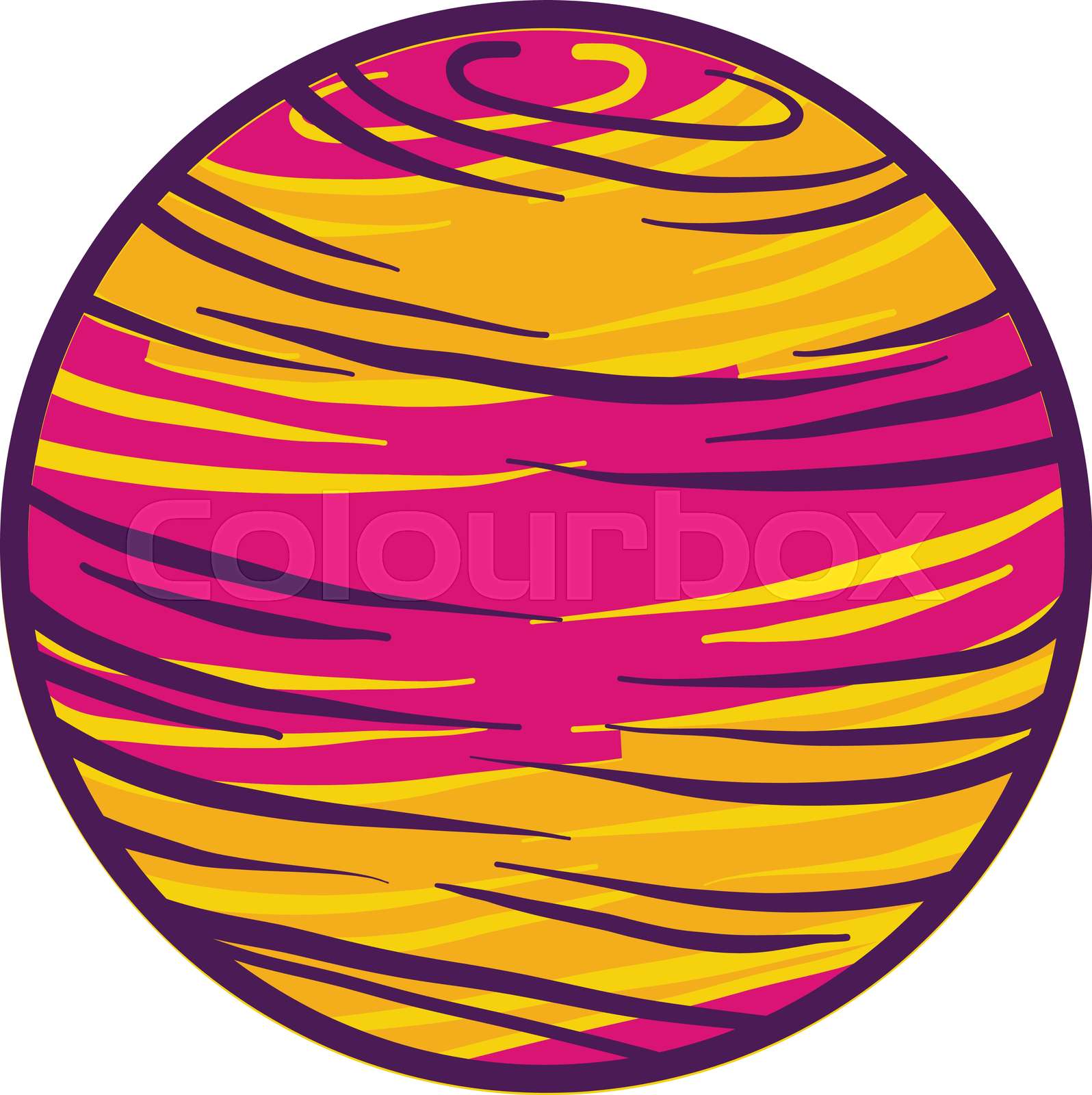 Pink yellow planet icon, hand drawn style | Stock vector | Colourbox