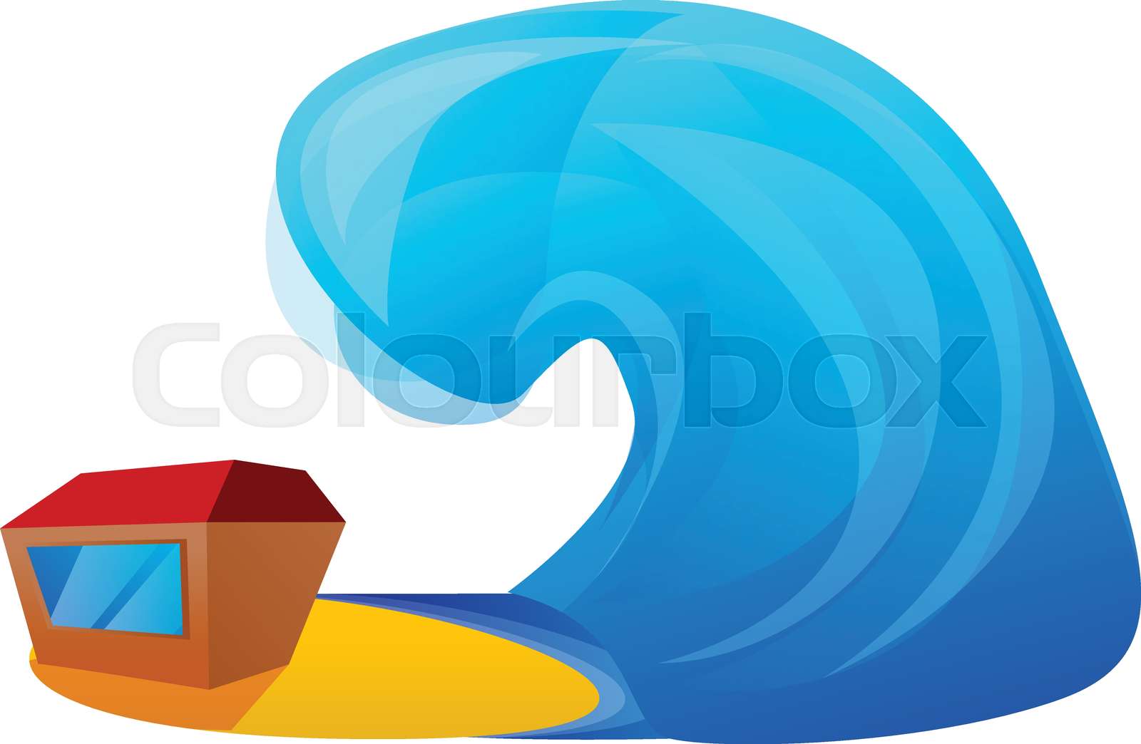 Tsunami big wave icon, cartoon style | Stock vector | Colourbox